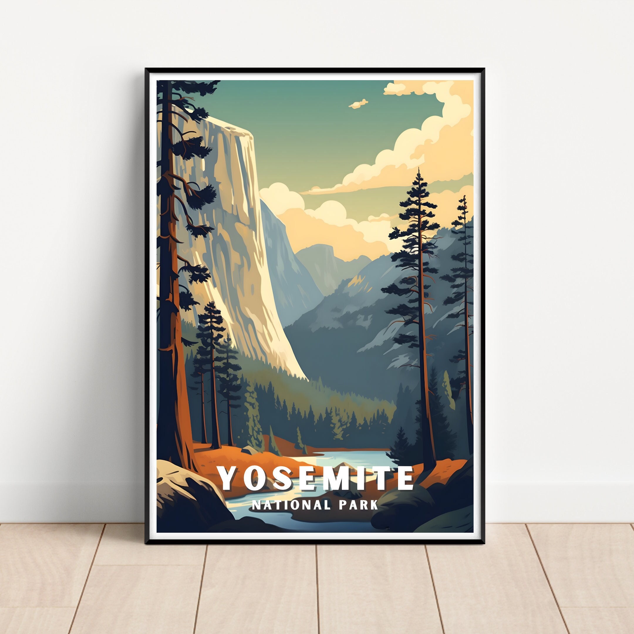 Yosemite National Park Travel Poster, Yosemite Wall Art Print, Yosemite ...