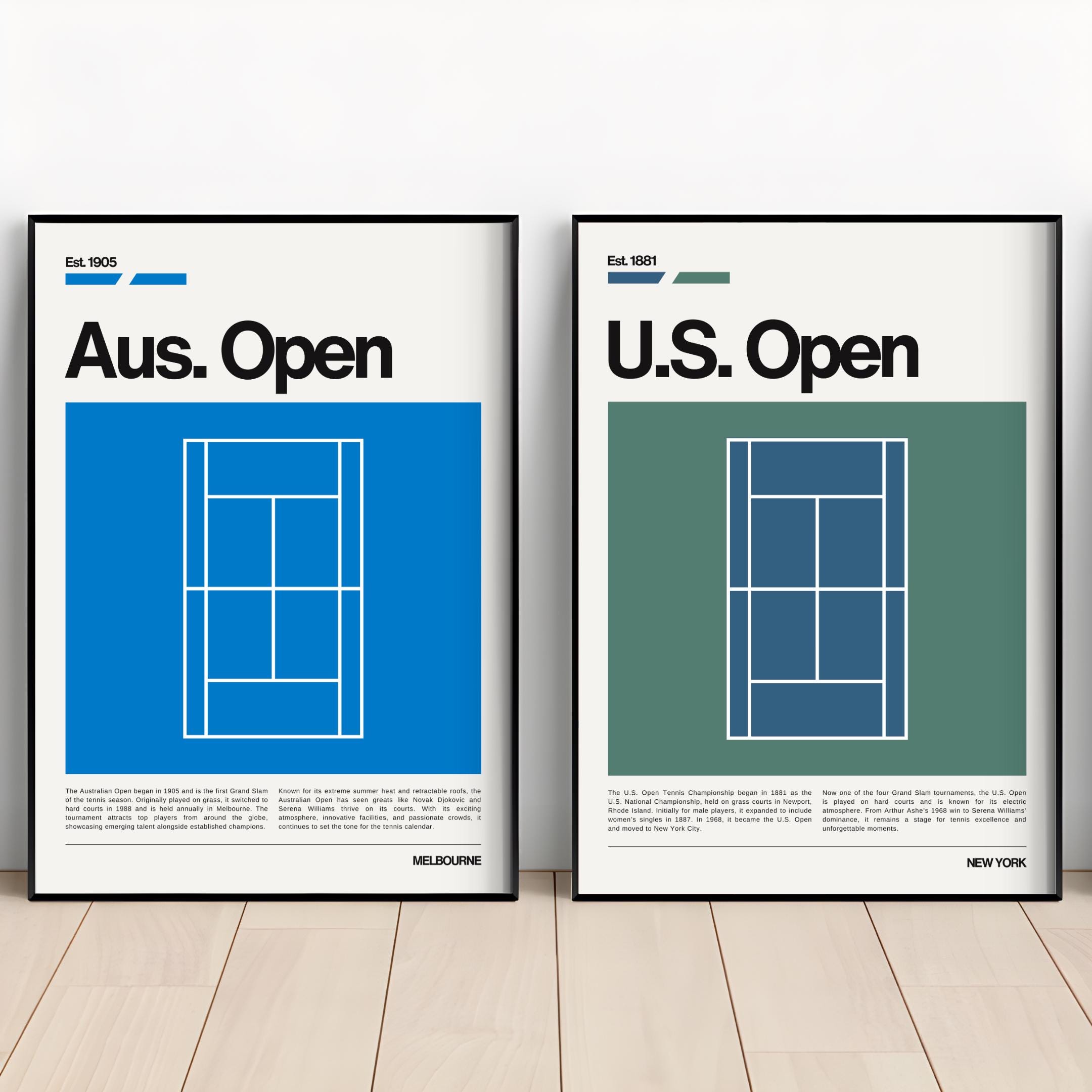 Tennis Grand Slam Poster Set, Tennis Print Set, Wimbledon, French Open ...