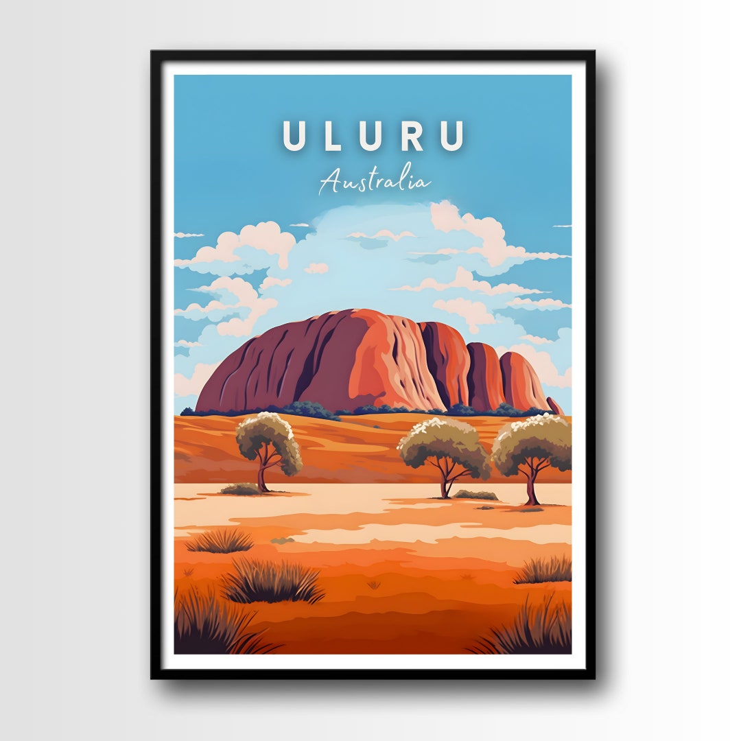 Uluru Travel Poster, Uluru Wall Art Print, Uluru Travel Art Poster ...