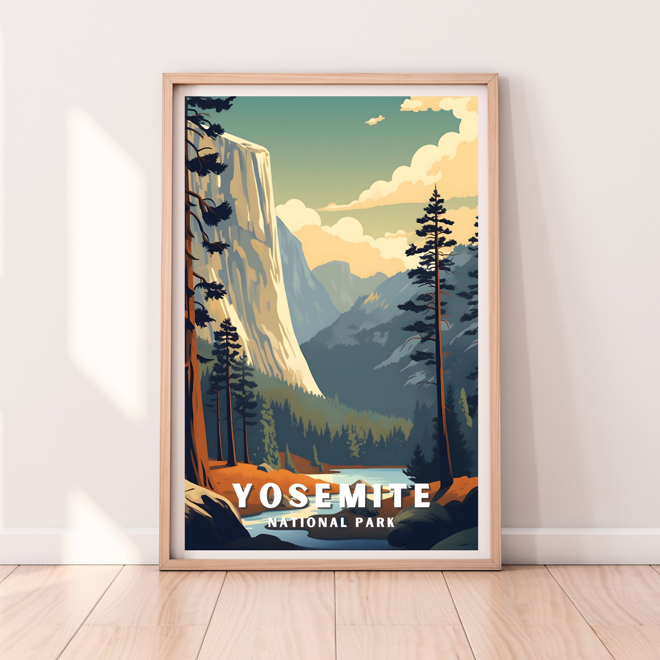 Yosemite National Park Travel Poster, Yosemite Wall Art Print, Yosemite ...