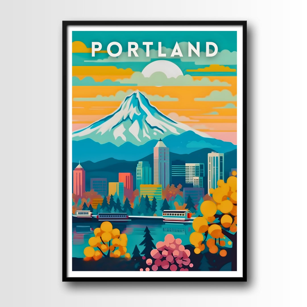 Portland Travel Poster, Portland Wall Art Print, Portland Travel Art ...