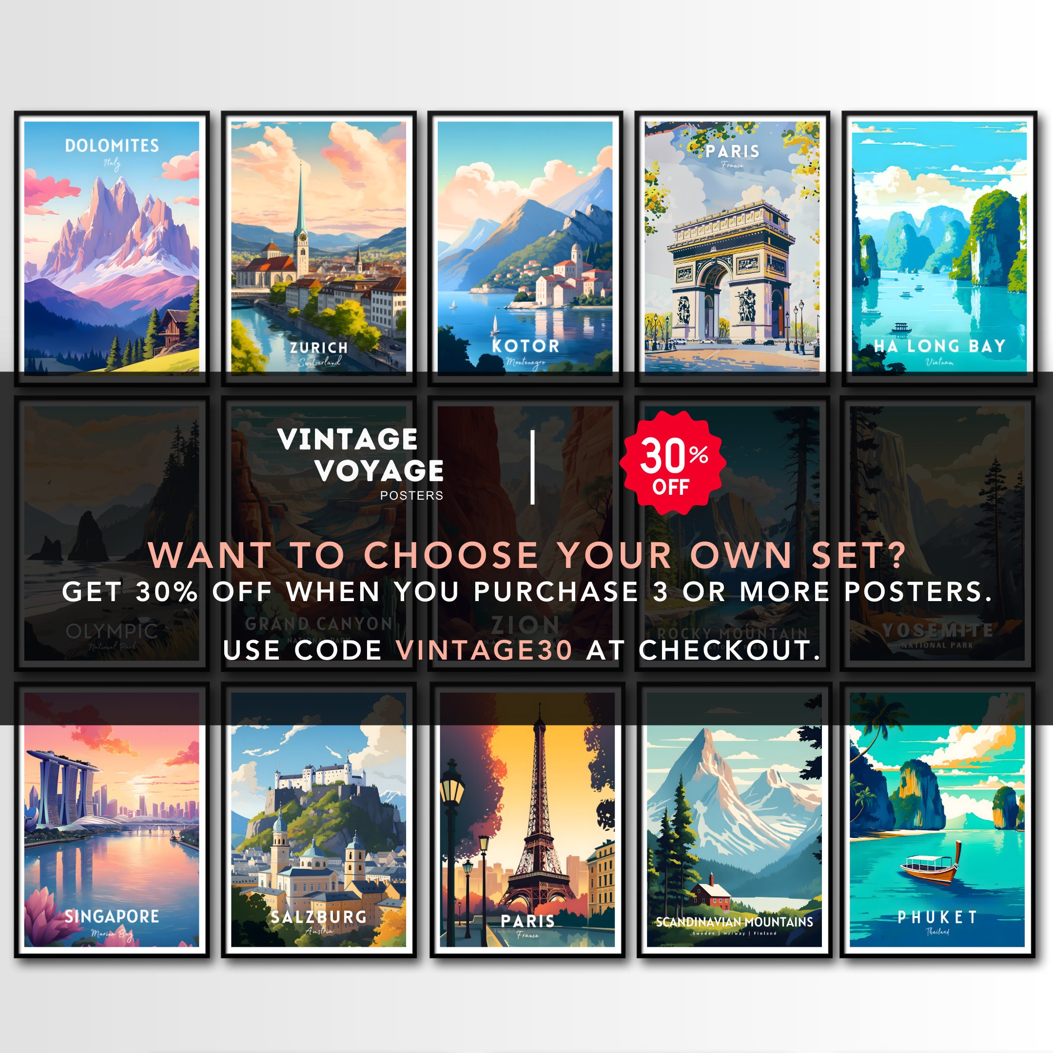 World Cities Poster Set of 15, World Cities Print Set, World Cities ...