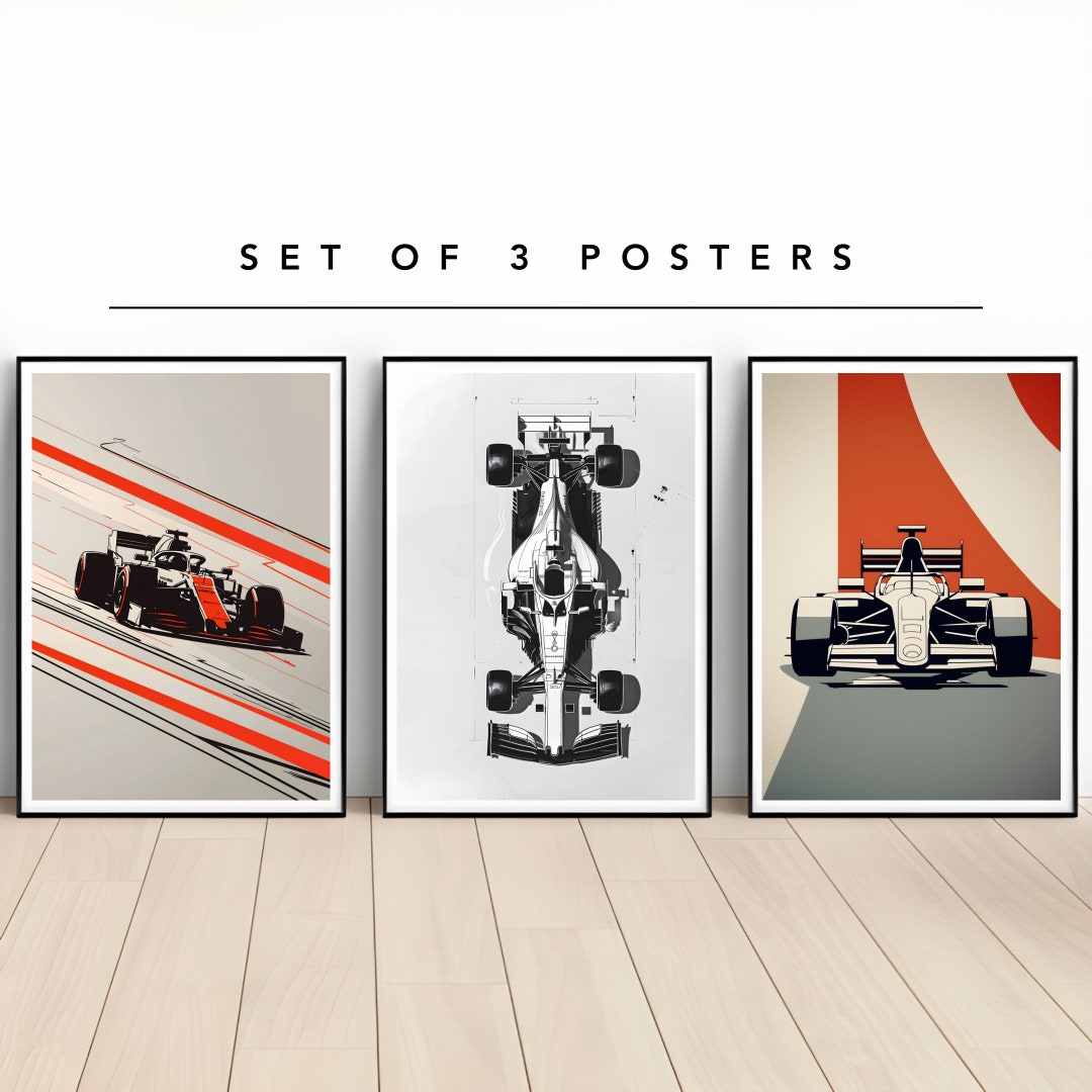 F1 Poster Set of 3, Formula 1 Wall Art, F1 Poster, F1 Print, F1 Poster ...
