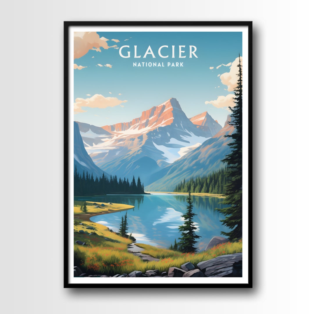 Glacier National Park Travel Poster, Glacier National Park Wall Art ...