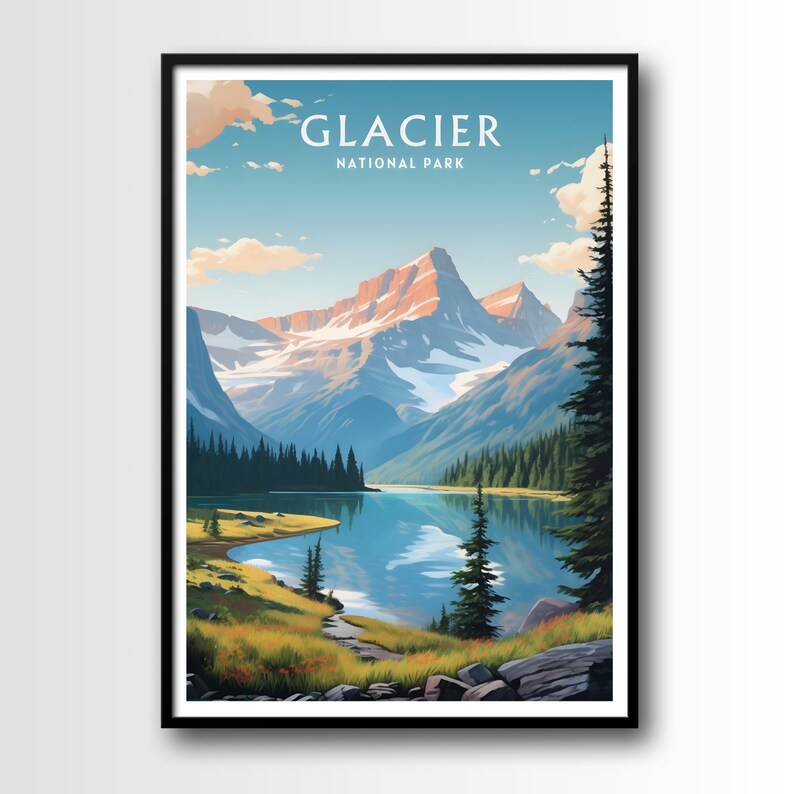 Glacier National Park Travel Poster, Glacier National Park Wall Art ...