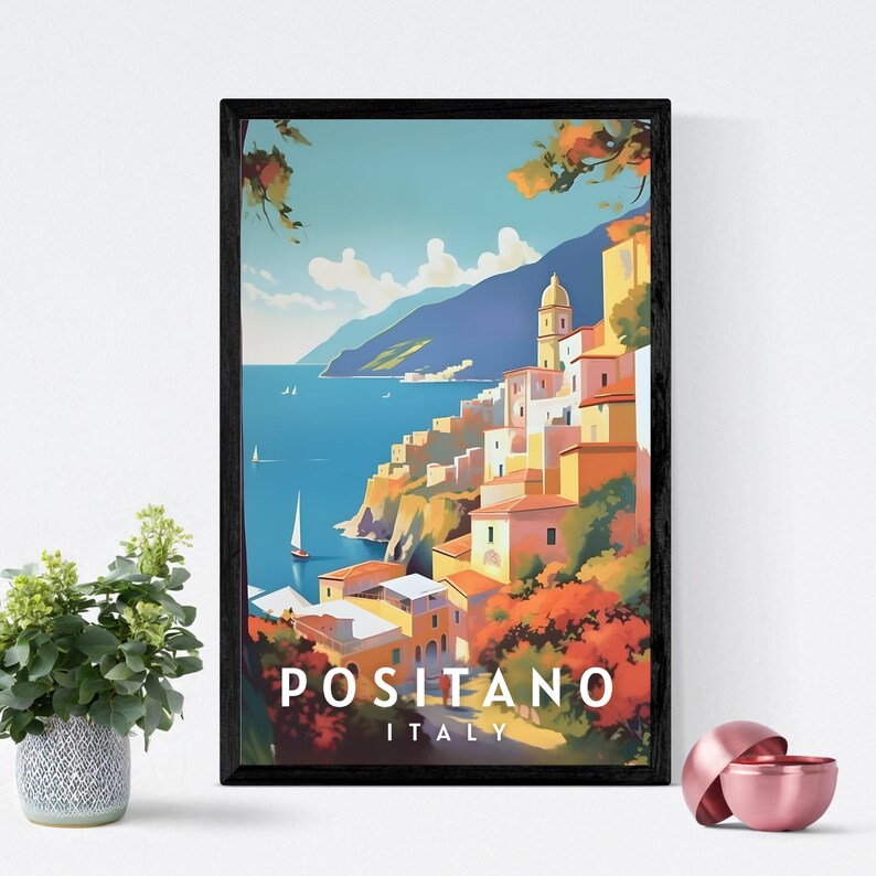 Positano Travel Poster, Positano Wall Art Print, Positano Travel Art ...