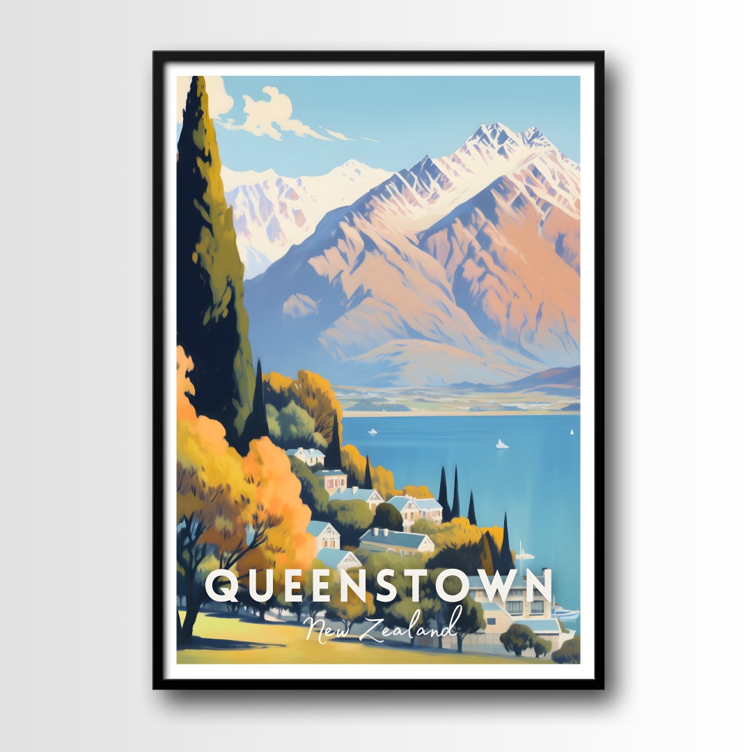 Queenstown Travel Poster, Queenstown Wall Art Print, Queenstown Travel ...