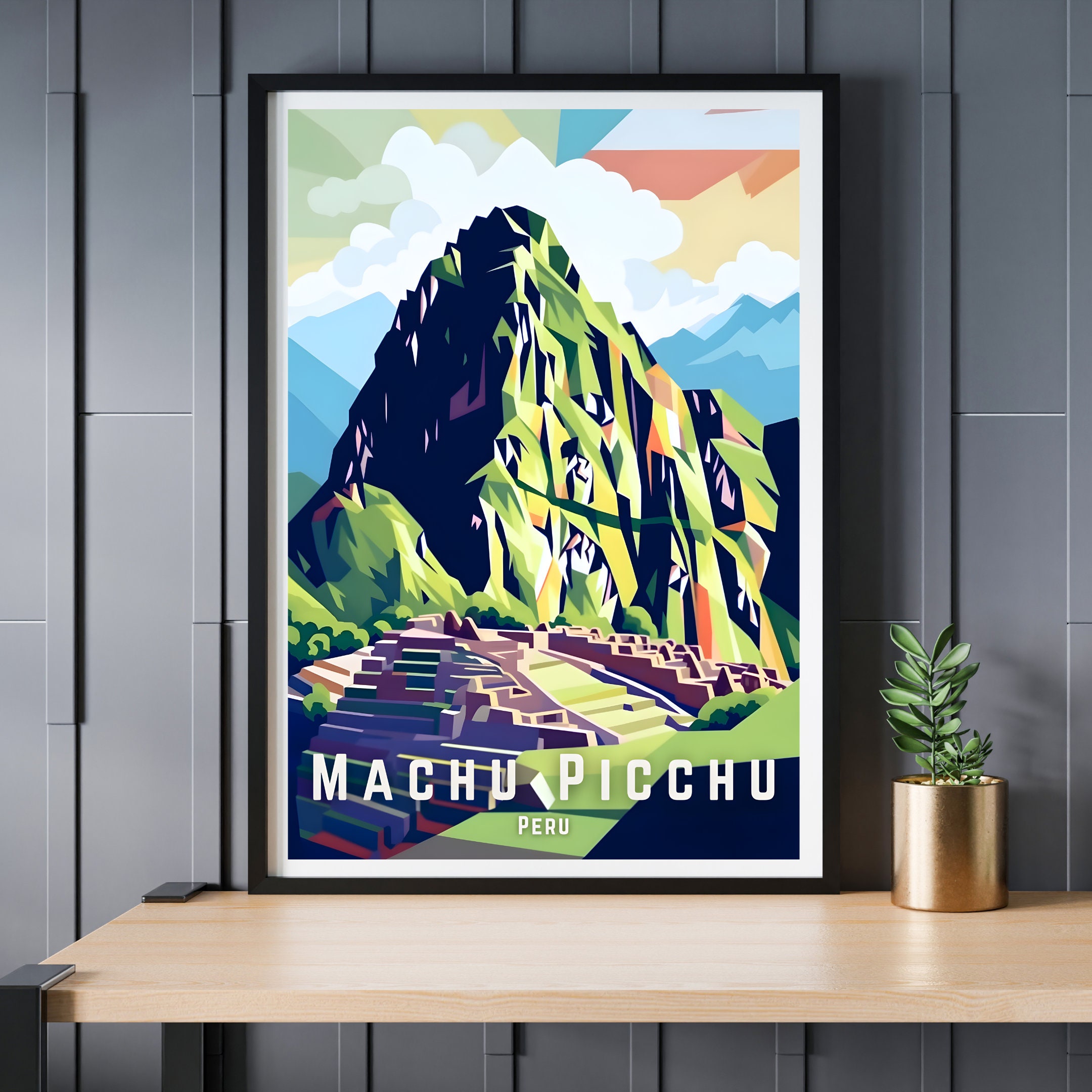Machu Picchu Travel Poster, Machu Picchu Wall Art Print, Machu Picchu ...