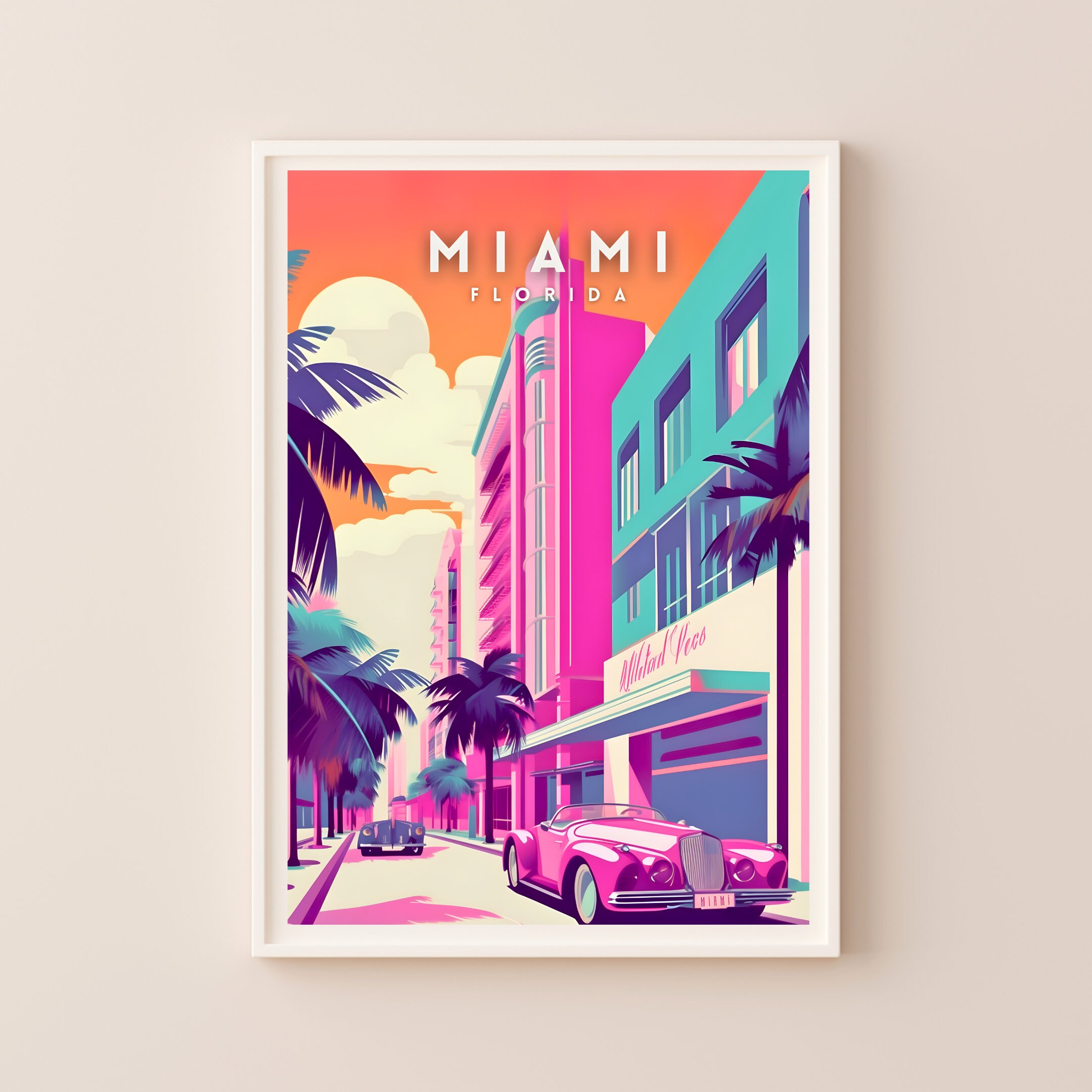Miami Travel Poster, Miami Wall Art Print, Miami Travel Art Poster ...