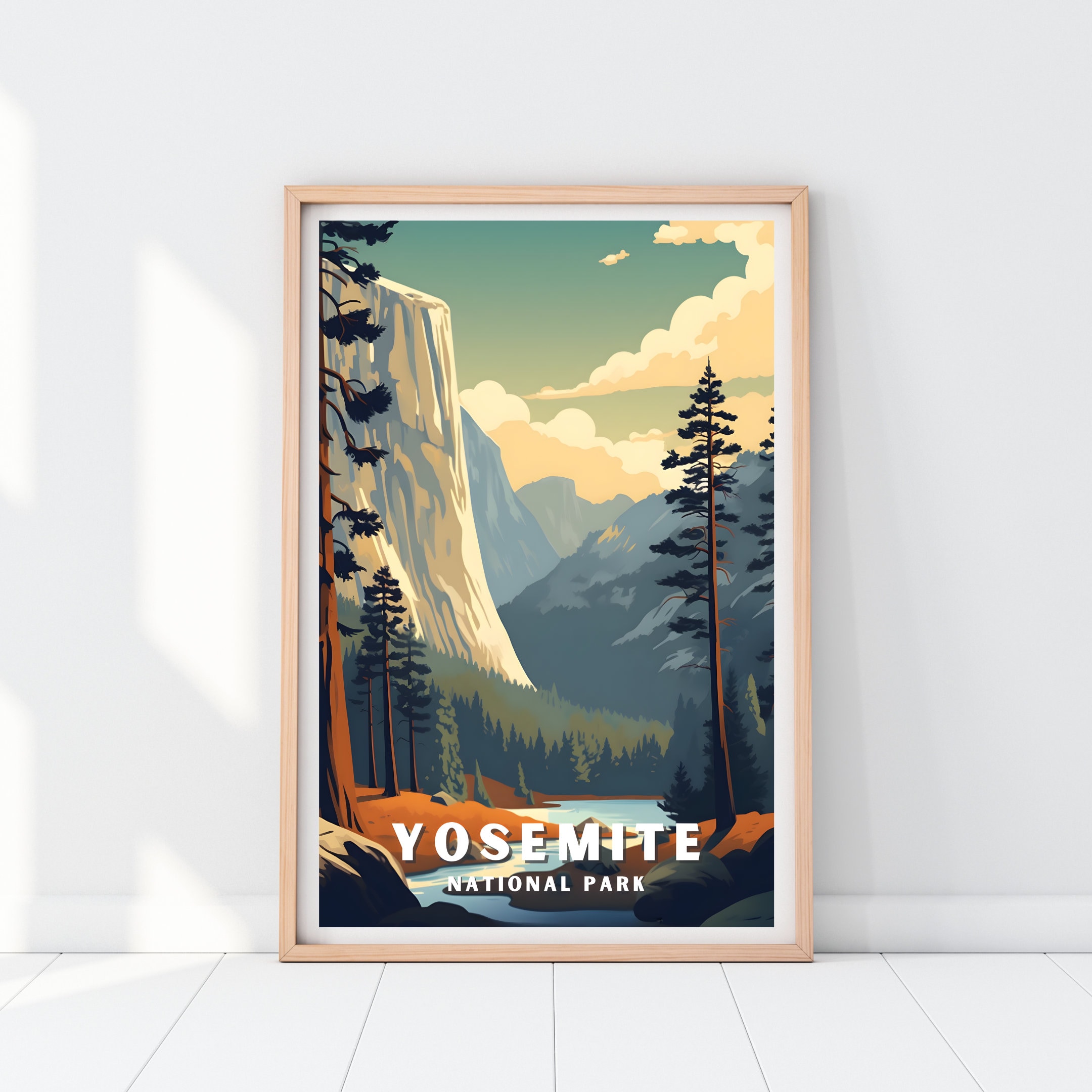Yosemite National Park Travel Poster, Yosemite Wall Art Print, Yosemite ...