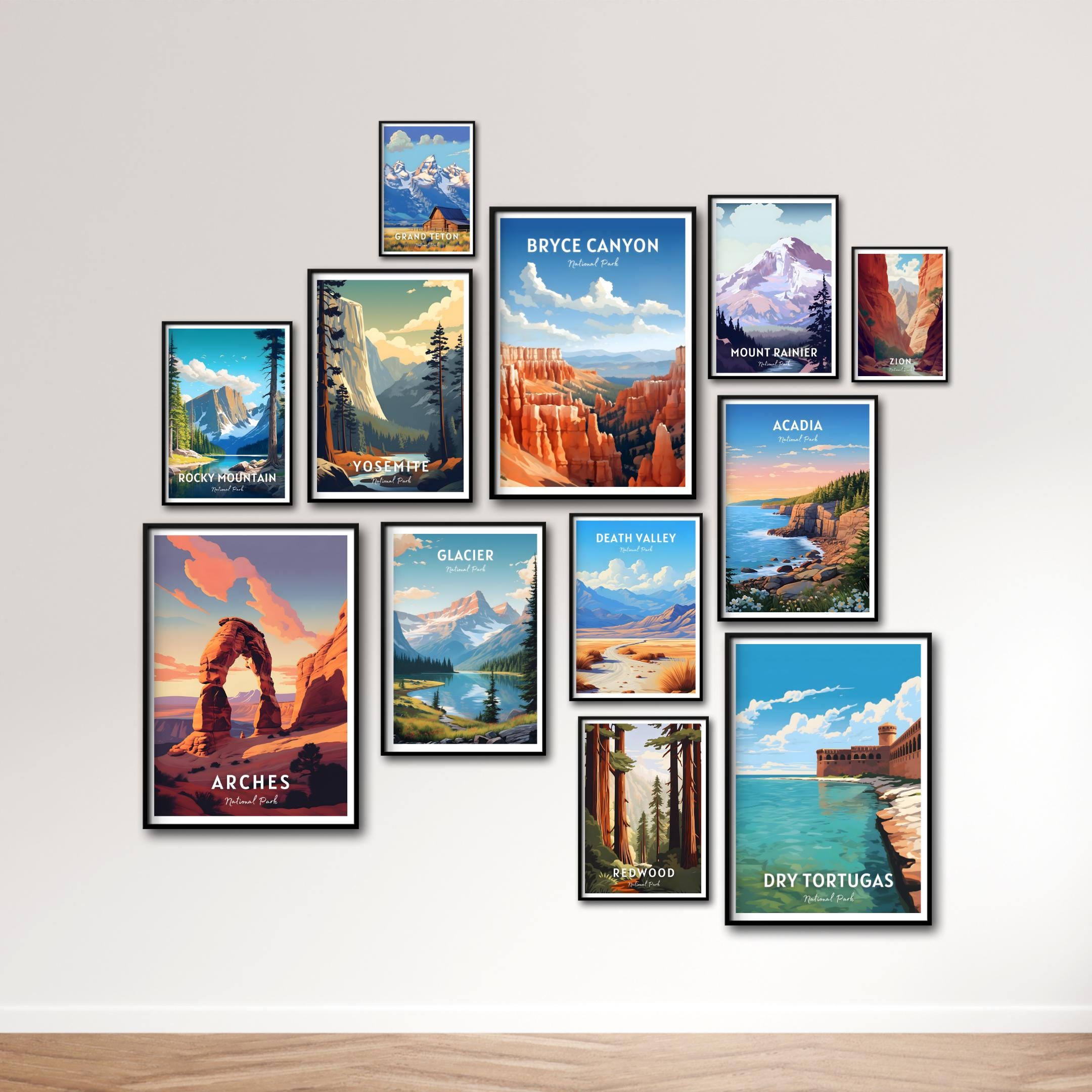 Set of All 63 U.S. National Park Posters, National Park Wall Art Set ...
