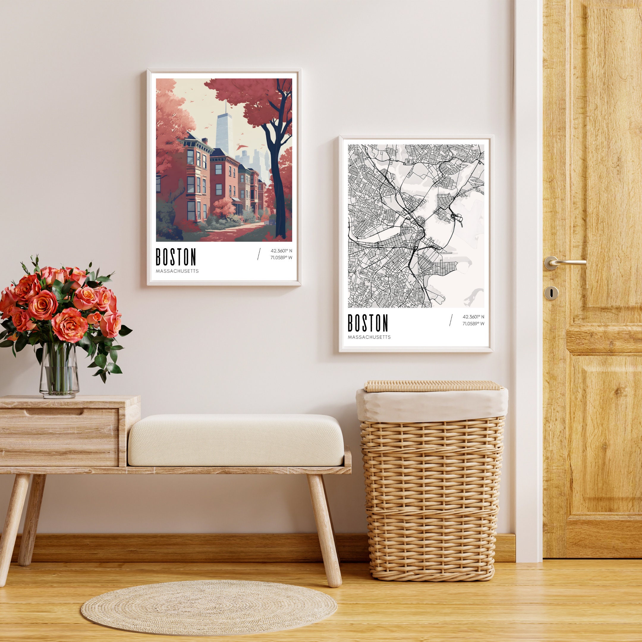 Boston Poster Set, Boston Print, Boston Map Poster, Digital Download ...