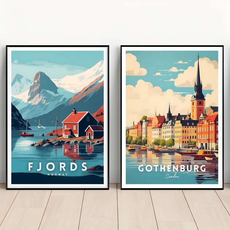 Scandinavia Poster Set of 6, Scandinavia Print Set, Scandinavia Wall ...