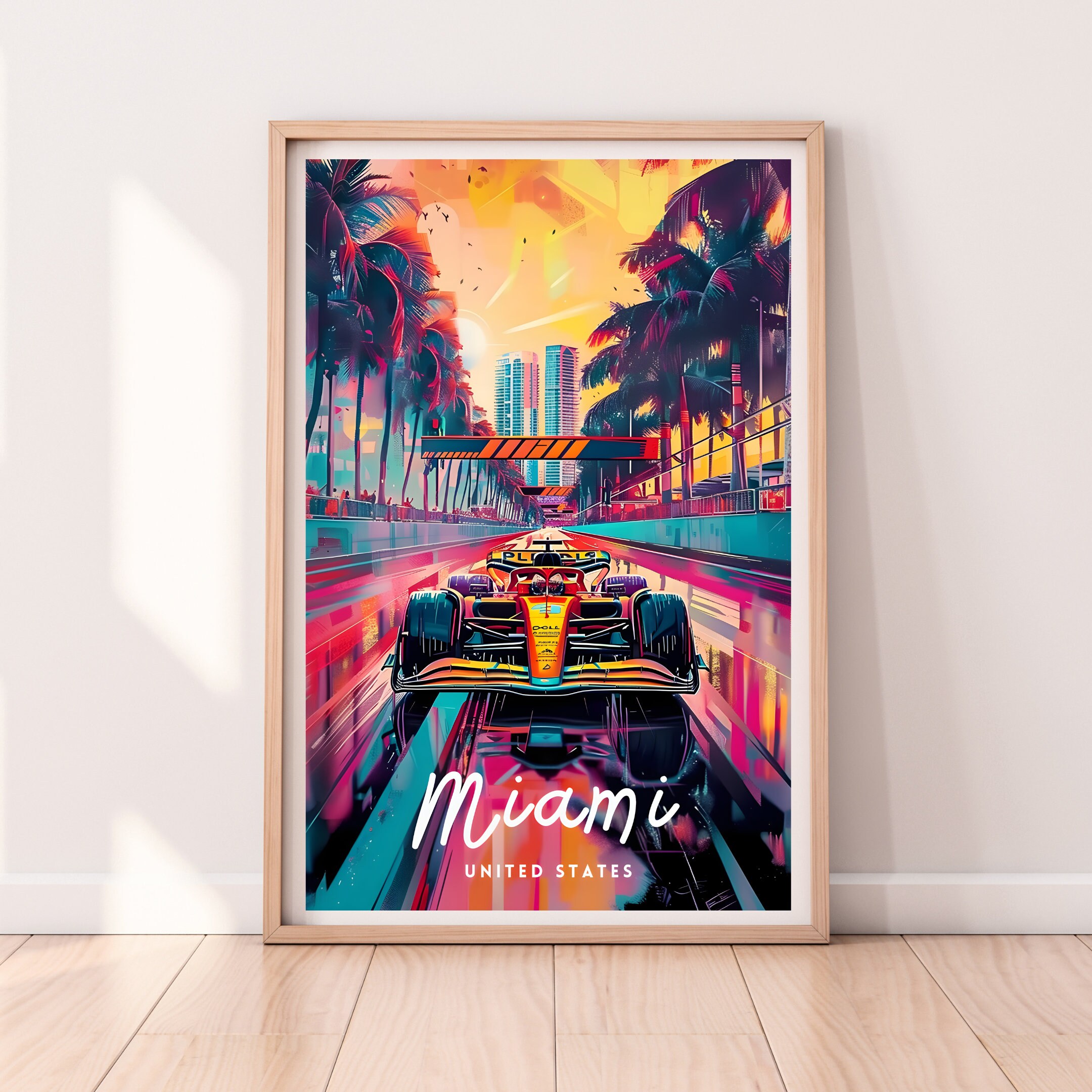 Miami Grand Prix Poster, Miami Wall Art, Miami Formula 1 Poster ...