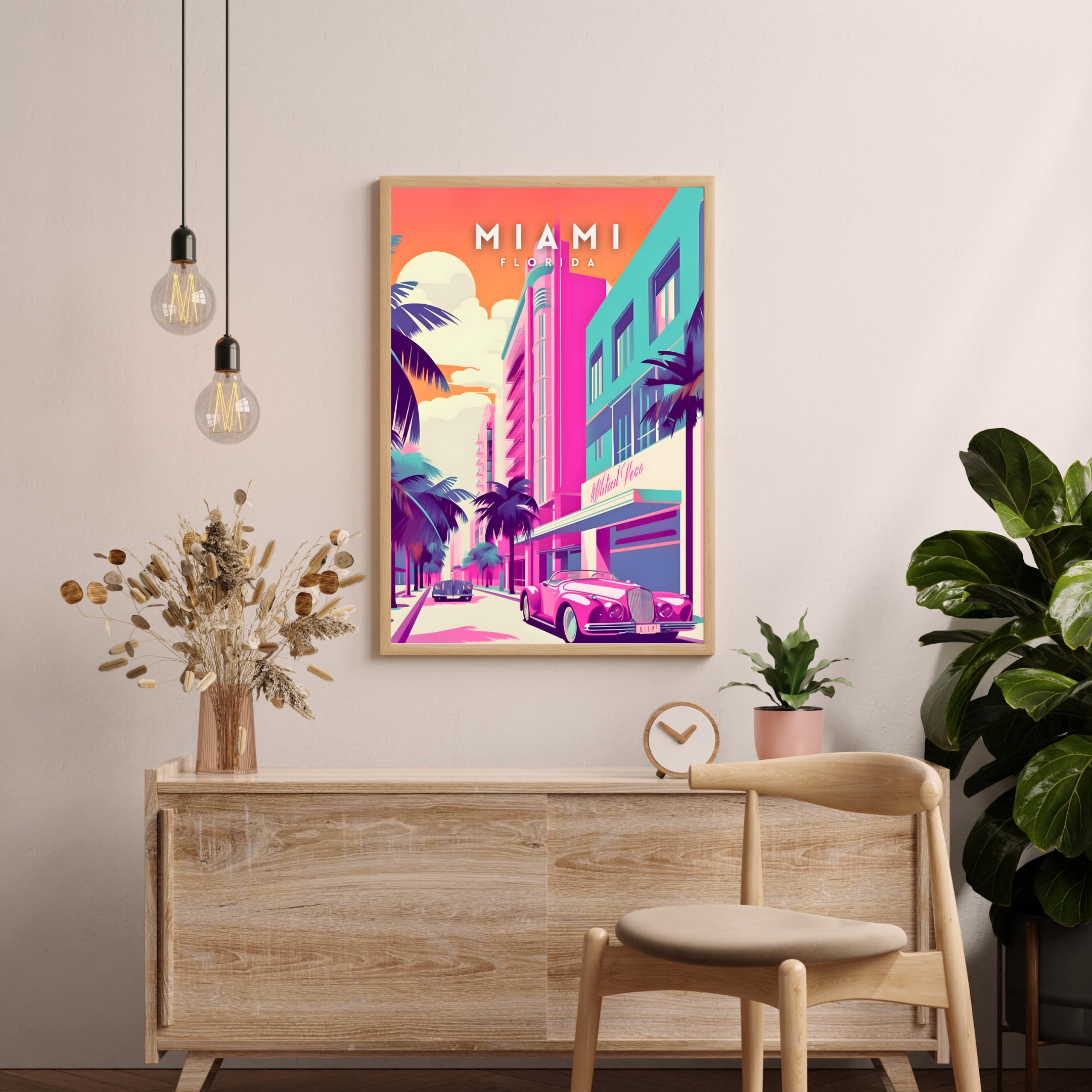 Miami Travel Poster, Miami Wall Art Print, Miami Travel Art Poster ...
