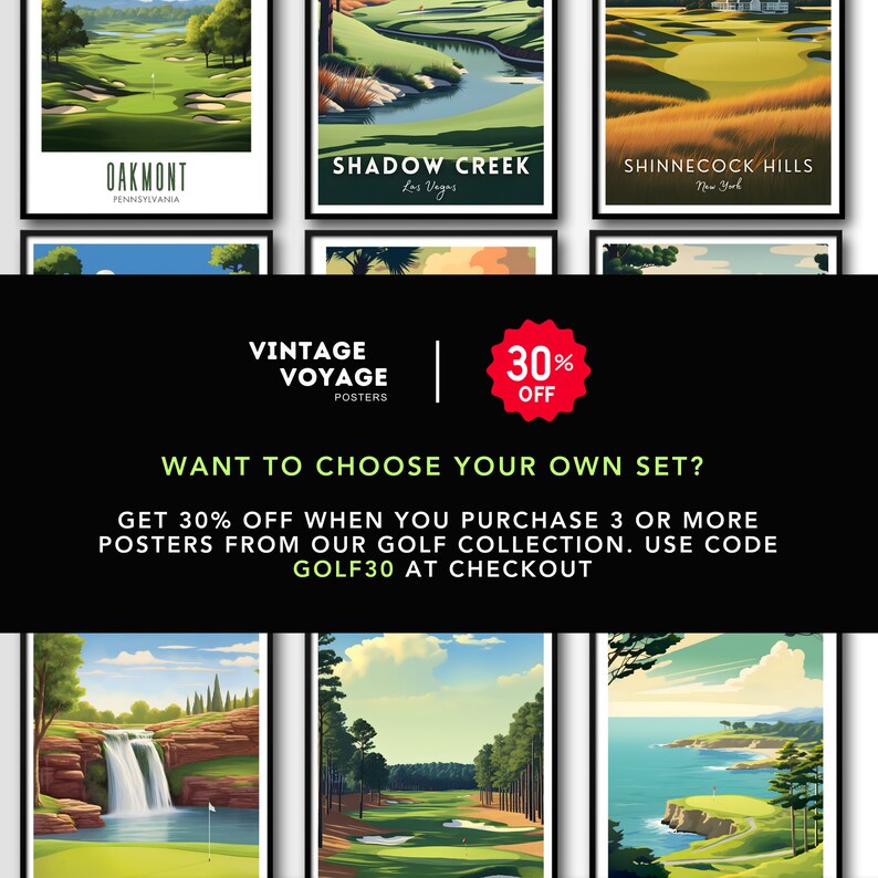 Golf Prints Set, Augusta, Pebble Beach, St Andrews, Golf Course Posters ...