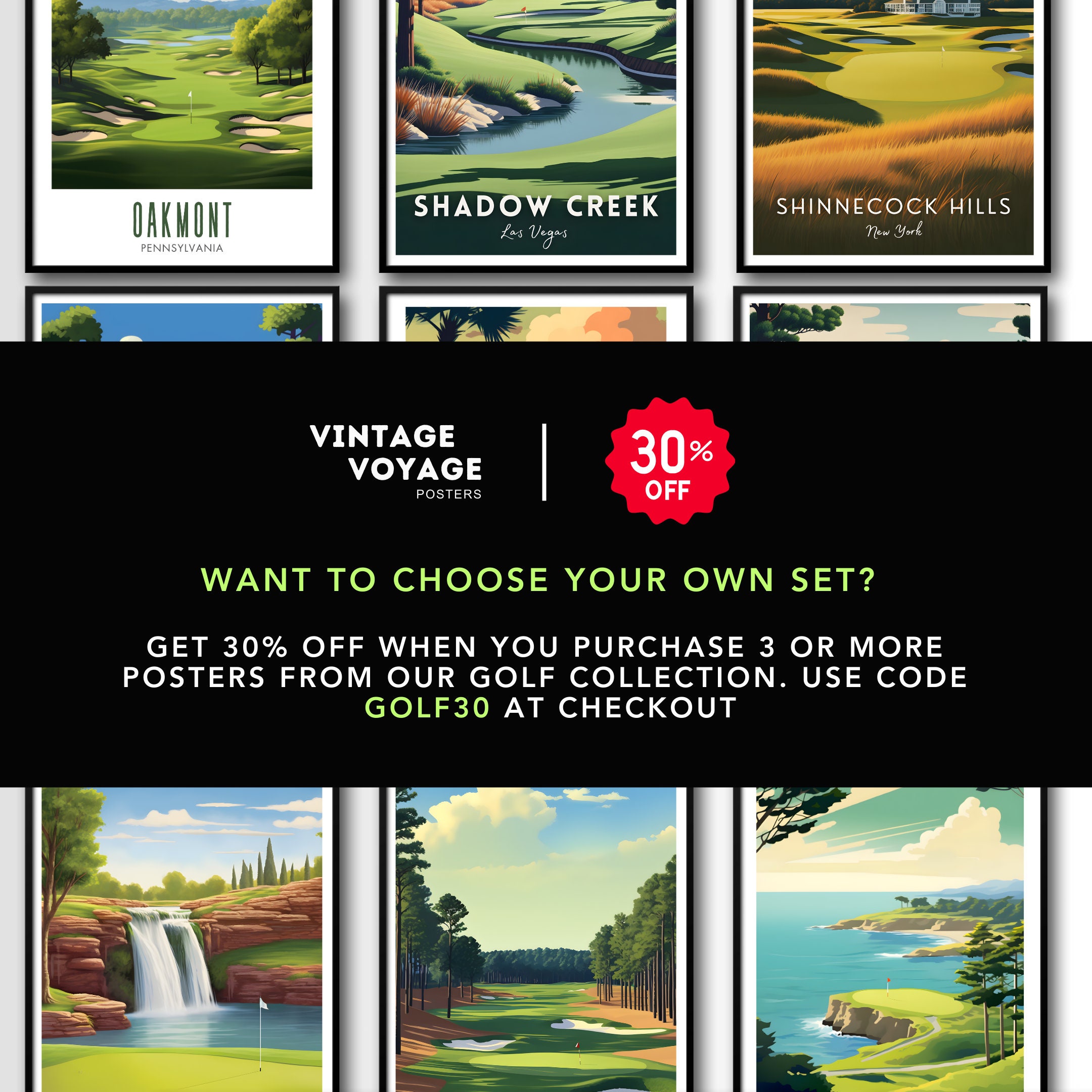 Golf Prints Set, Augusta, Pebble Beach, St Andrews, Golf Course Posters ...
