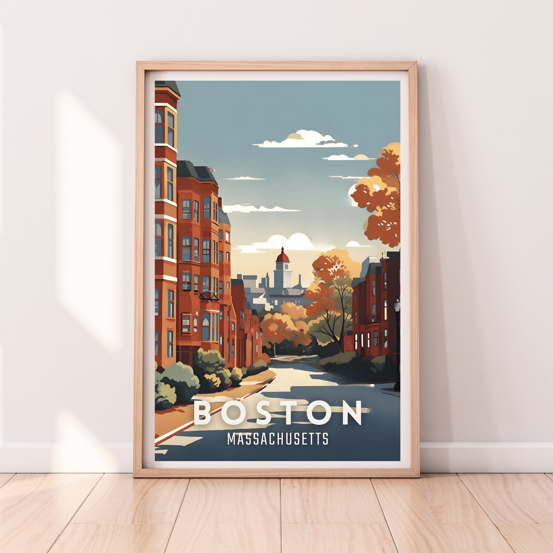 Boston Travel Poster, Boston Wall Art Print, Boston Travel Art Poster ...
