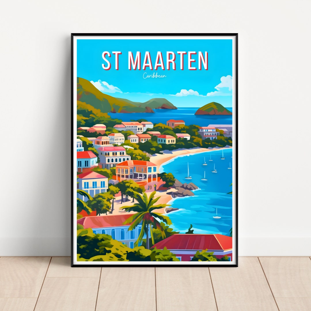 St Maarten Travel Poster, St Maarten Wall Art, St Maarten Print ...
