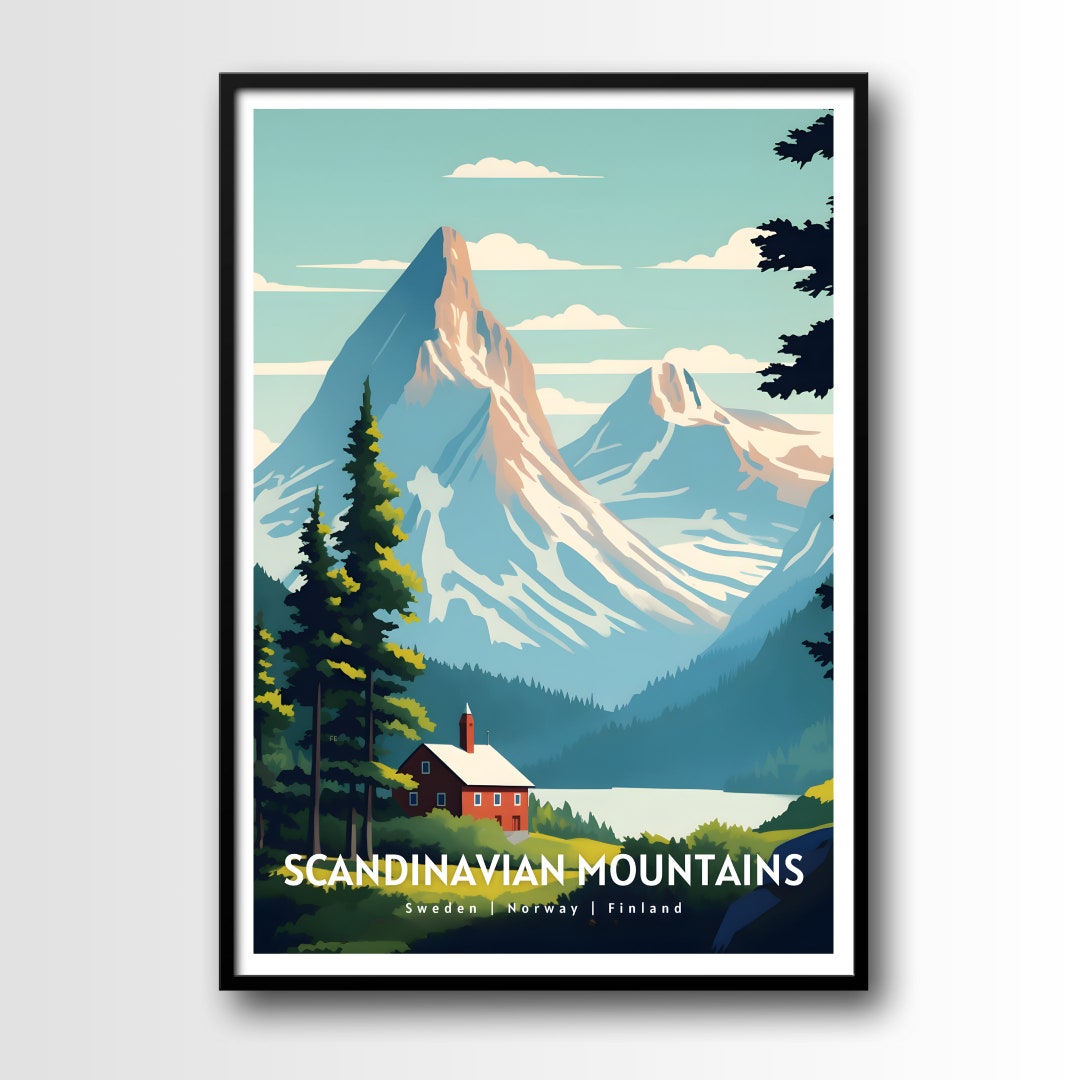 Sweden Travel Poster, Finland Travel Poster, Scandinavian Mountains ...