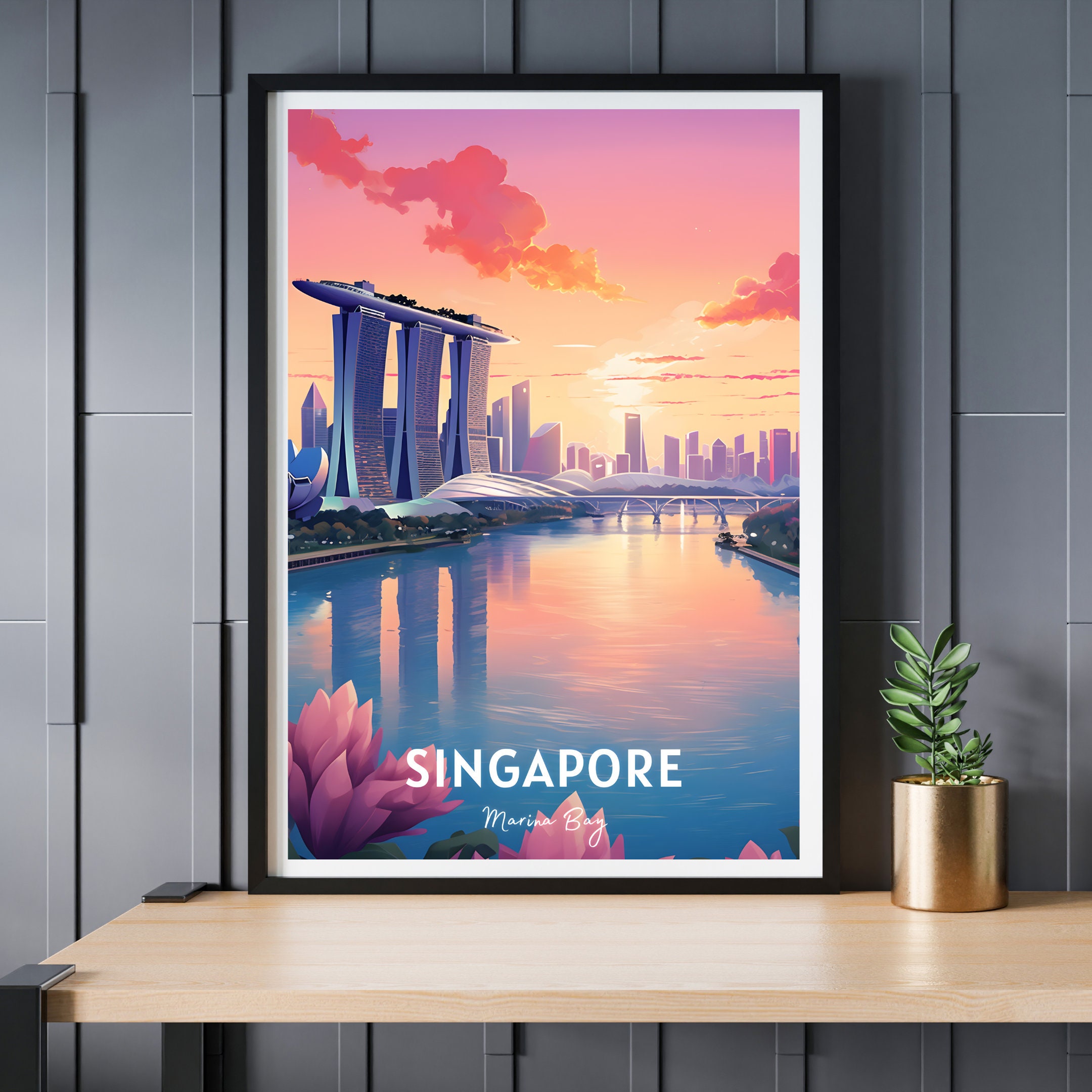 Singapore Travel Poster, Singapore Wall Art, Singapore Print, Digital ...
