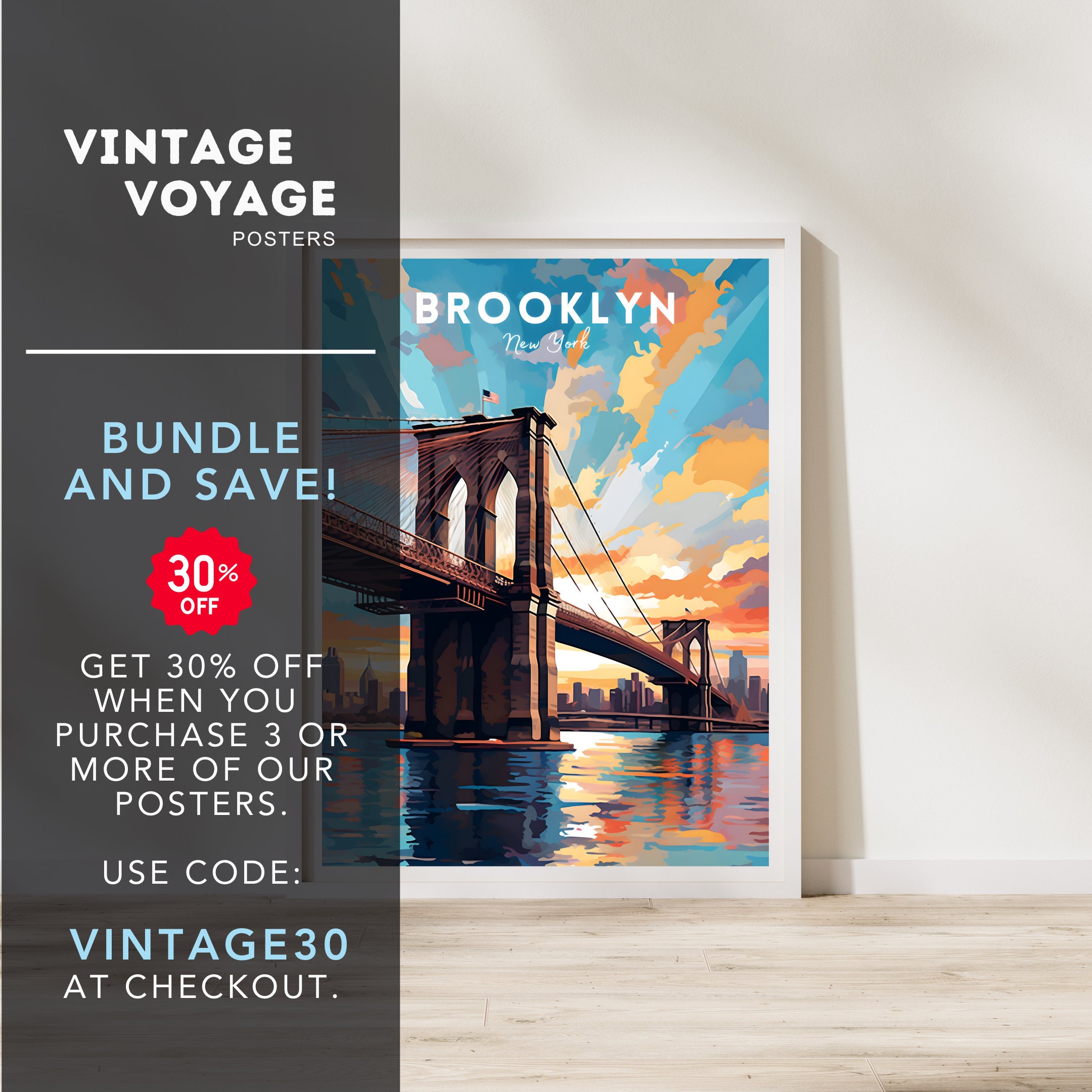 Brooklyn Travel Poster, Brooklyn Wall Art, Brooklyn Print, New York ...