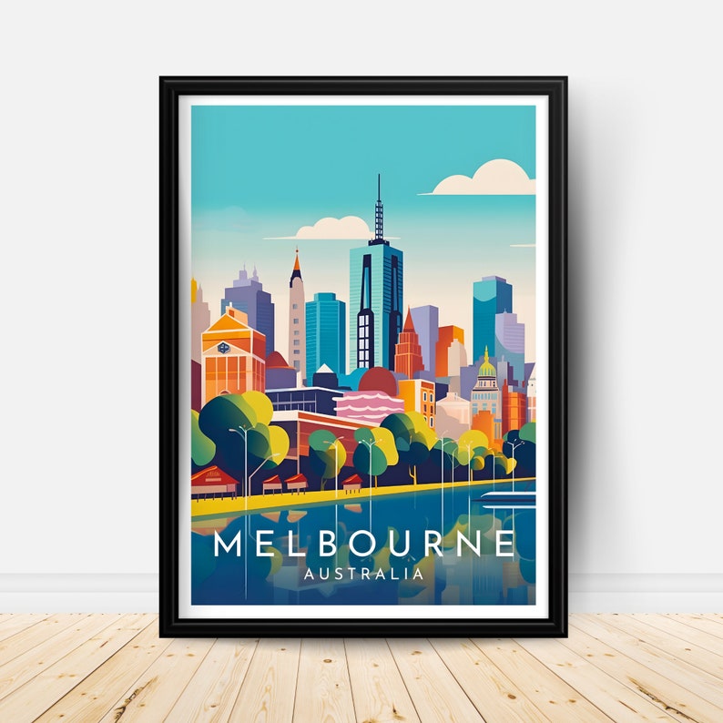 Melbourne Australia Travel Poster, Melbourne Wall Art Print, Melbourne ...