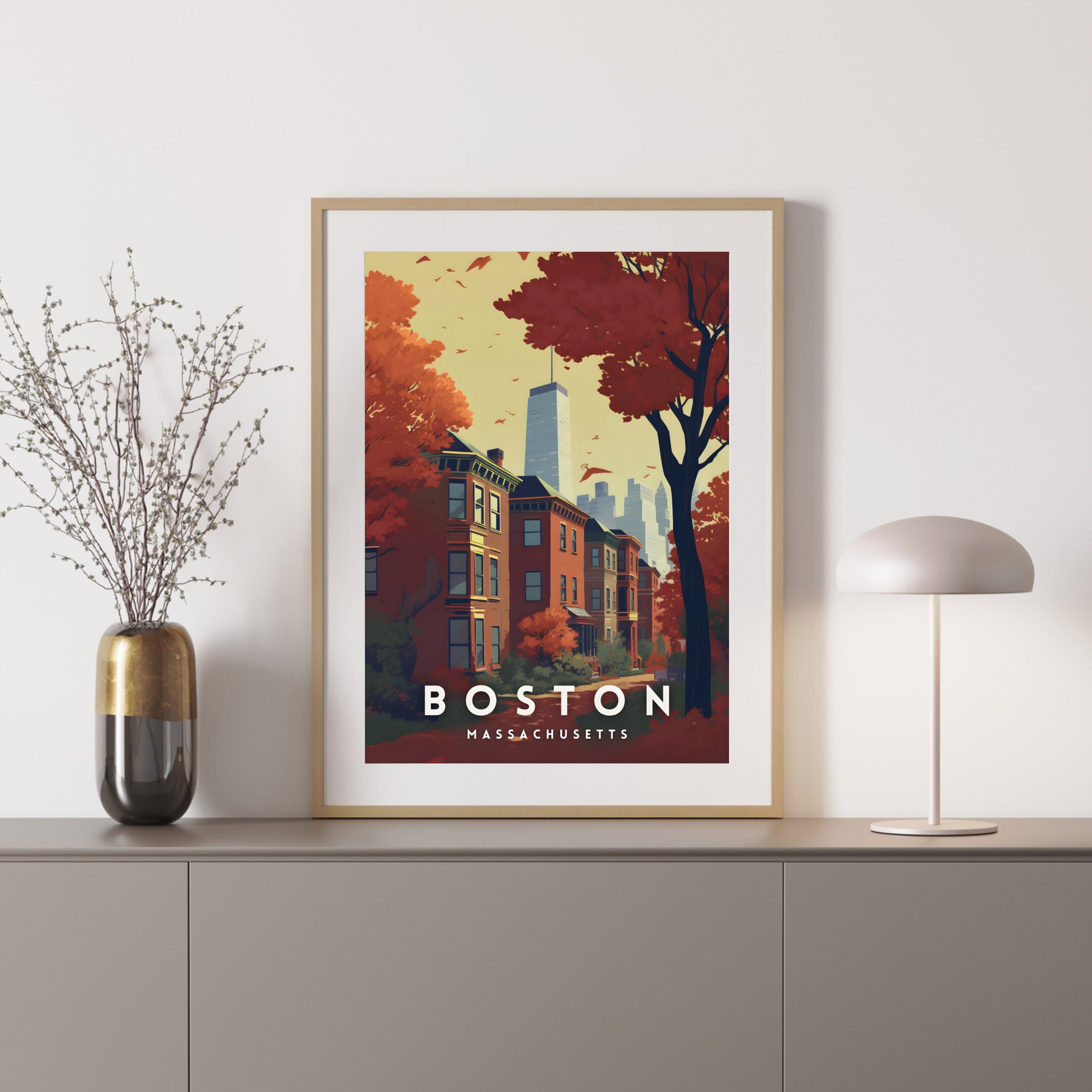 Boston Travel Poster, Boston Wall Art Print, Boston Travel Art Poster ...