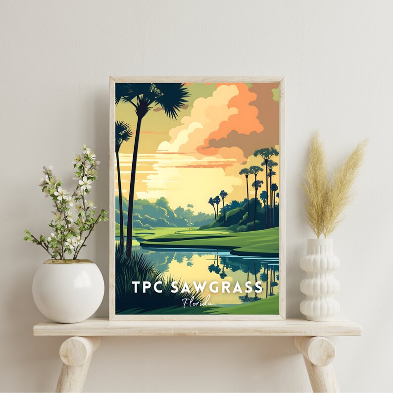 TPC Sawgrass Poster, Sawgrass Golf Wall Art, TPC Sawgrass Print, Golf Course Print, Digital ...