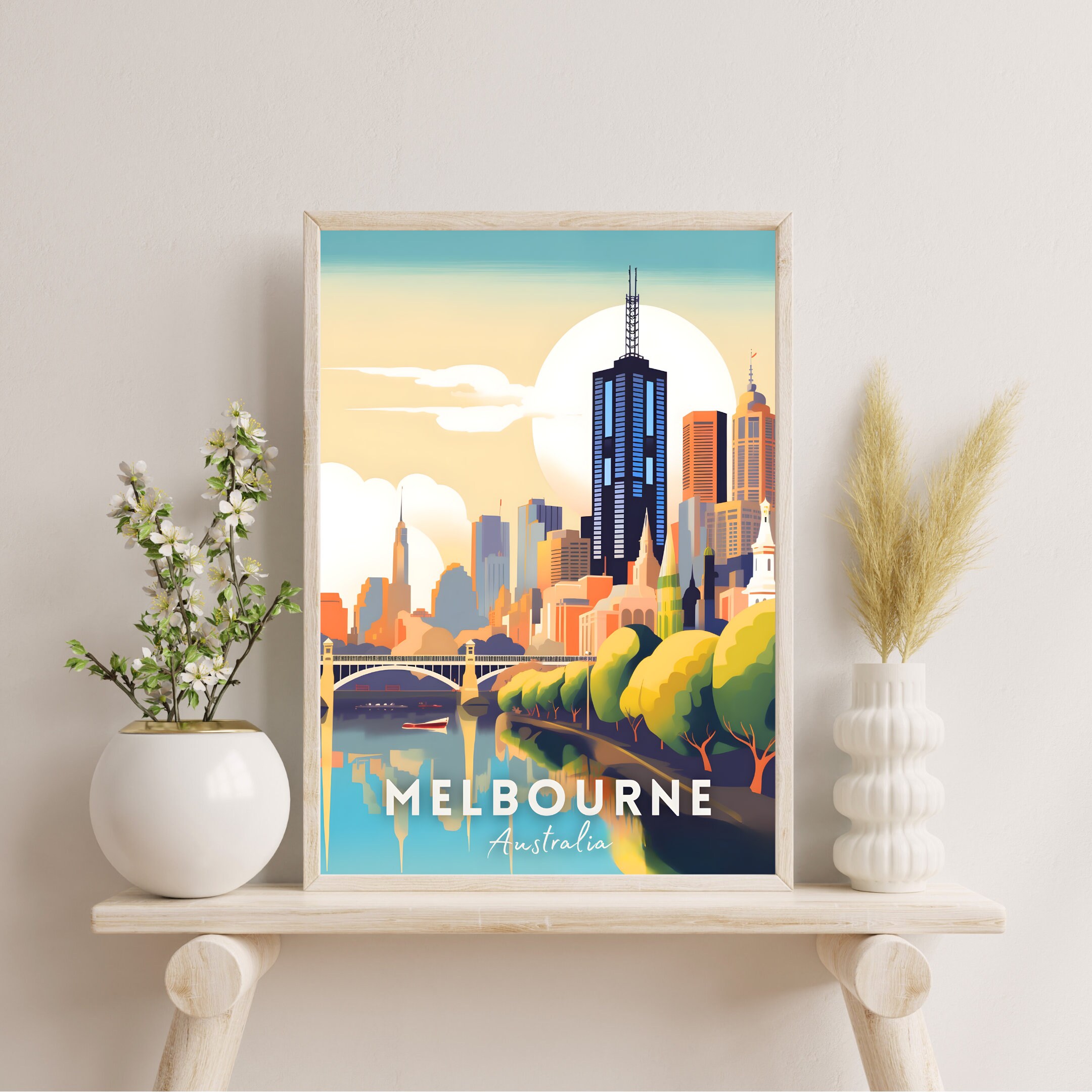 Melbourne Australia Travel Poster Melbourne Wall Art Print - Etsy
