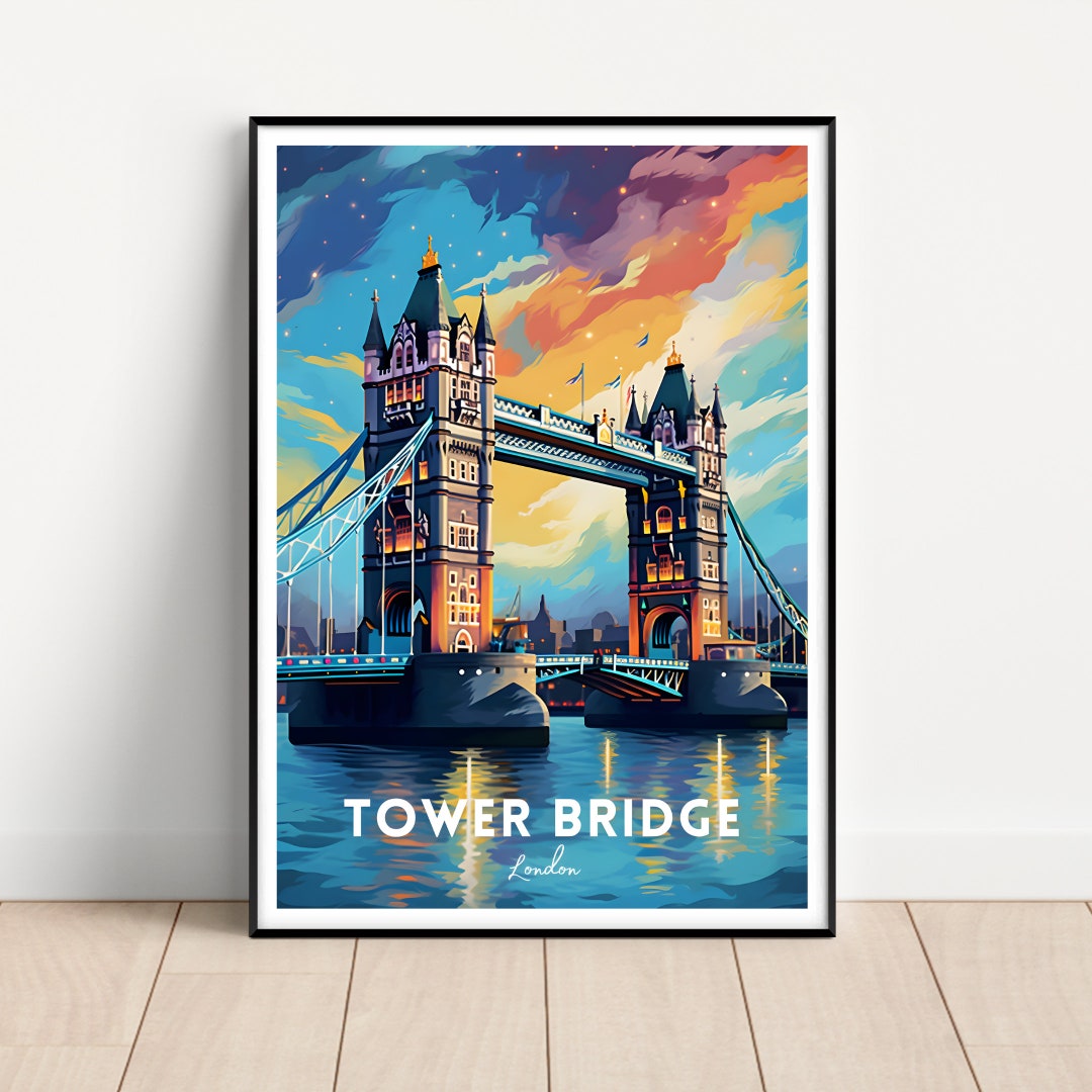 London Tower Bridge Travel Poster, London Wall Art, London Travel Print ...