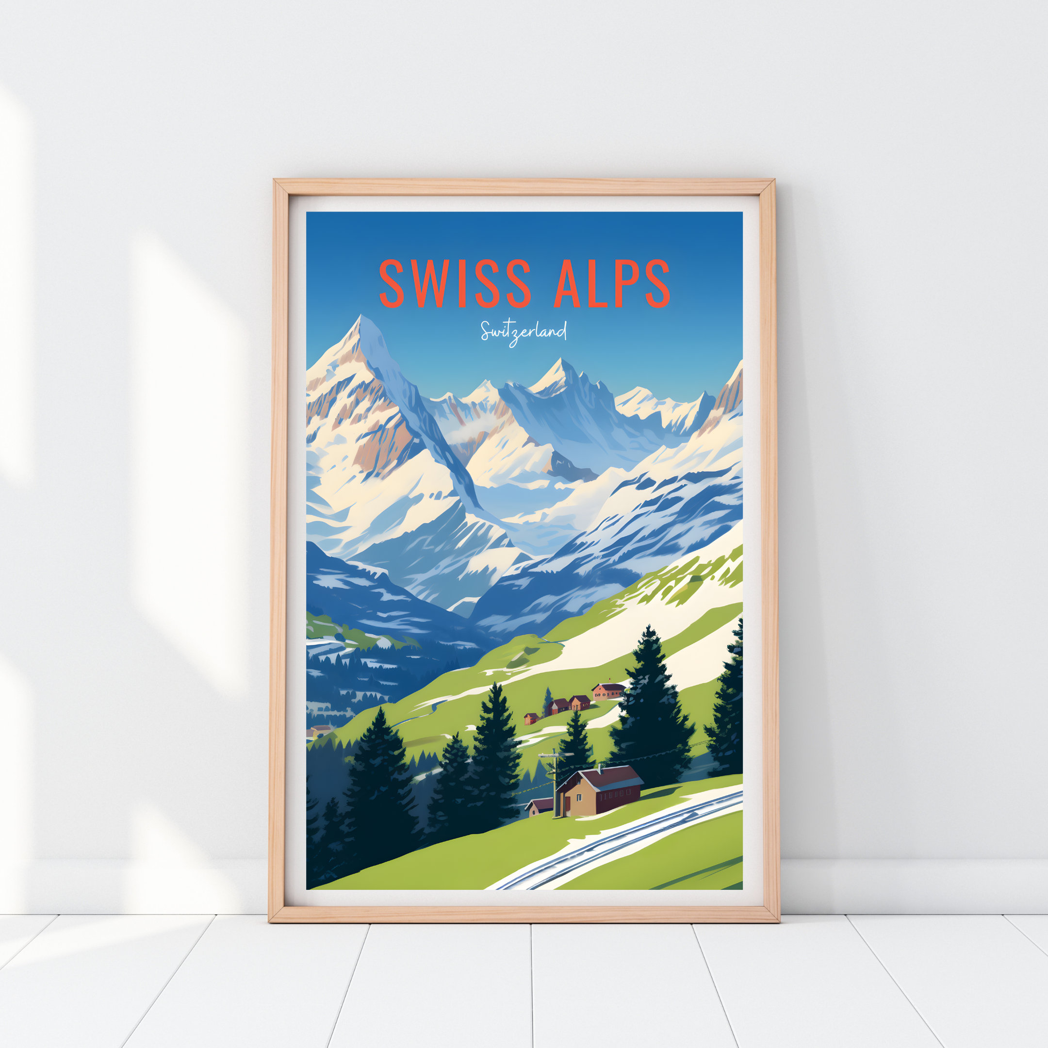 Swiss Alps Travel Poster, Swiss Alps Wall Art, Swiss Alps Print ...