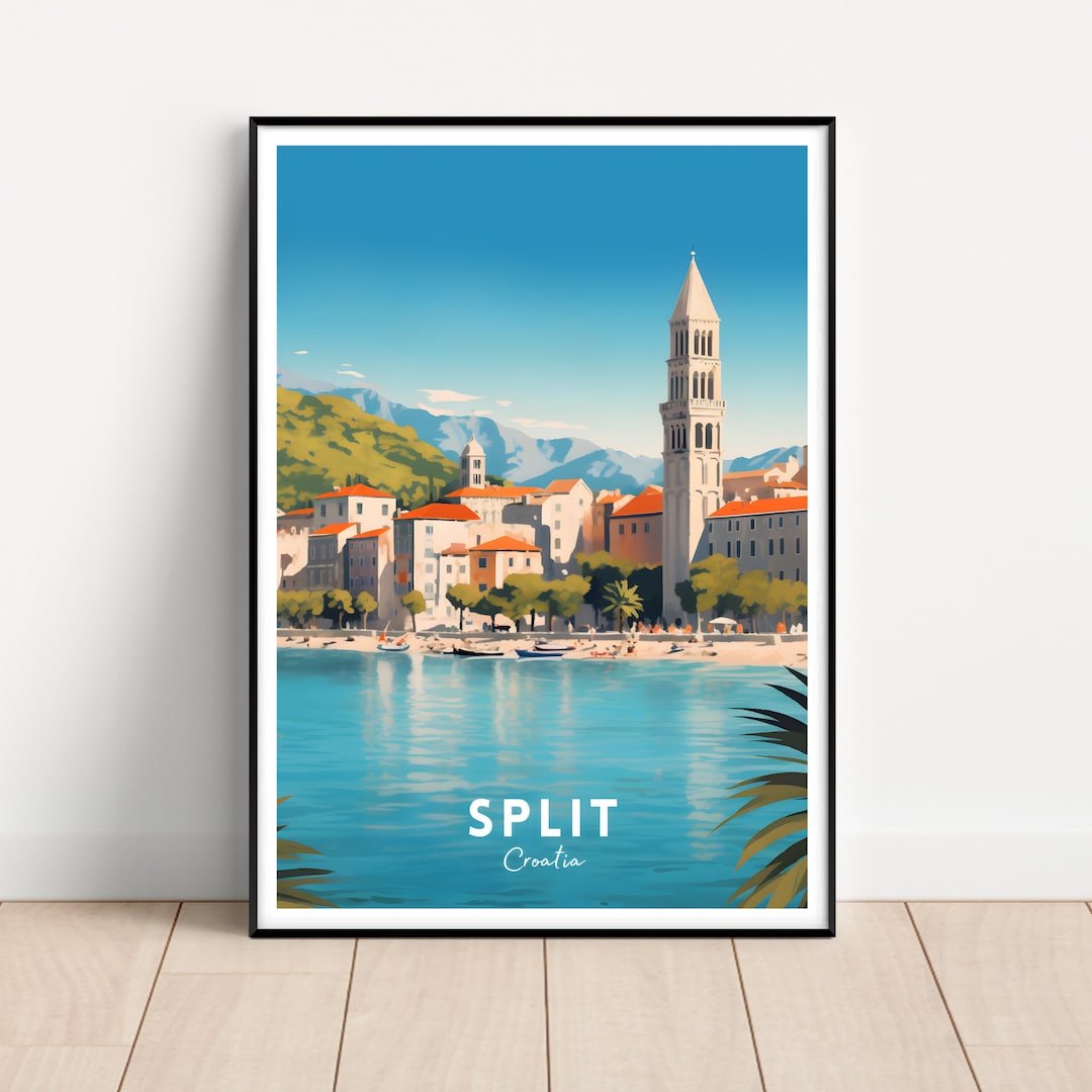 Split Travel Poster, Split Print, Digital Download, Printable Split ...