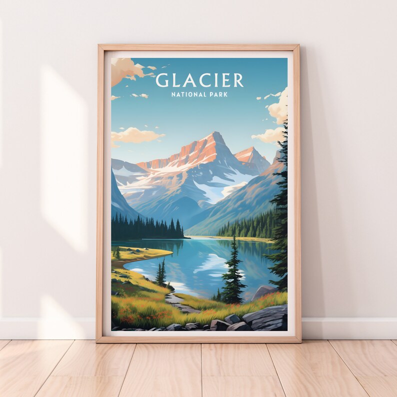 Glacier National Park Travel Poster, Glacier National Park Wall Art ...