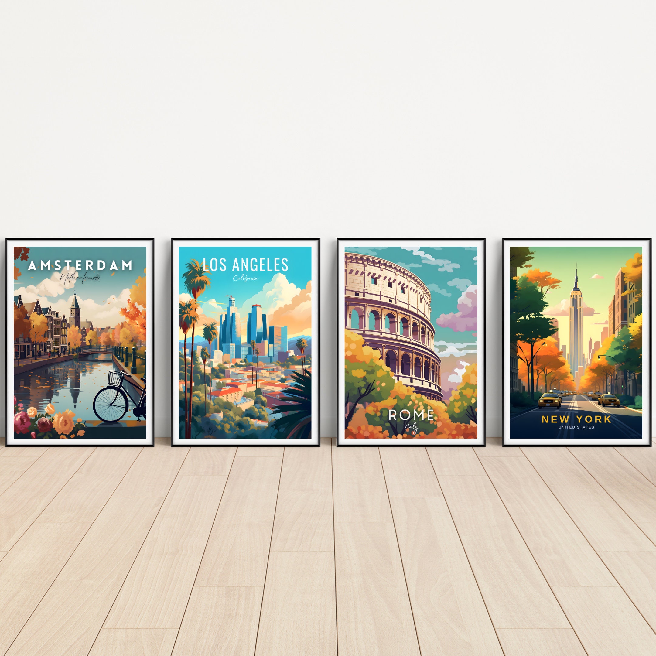 World Cities Poster Set of 15, World Cities Print Set, World Cities ...