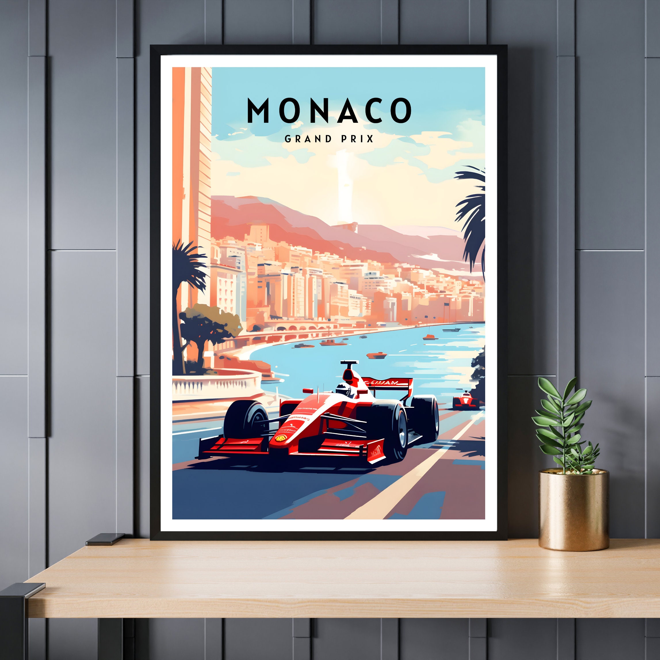 Set of 2 Monaco Grand Prix Prints, Monaco Grand Prix Poster Set, F1 ...