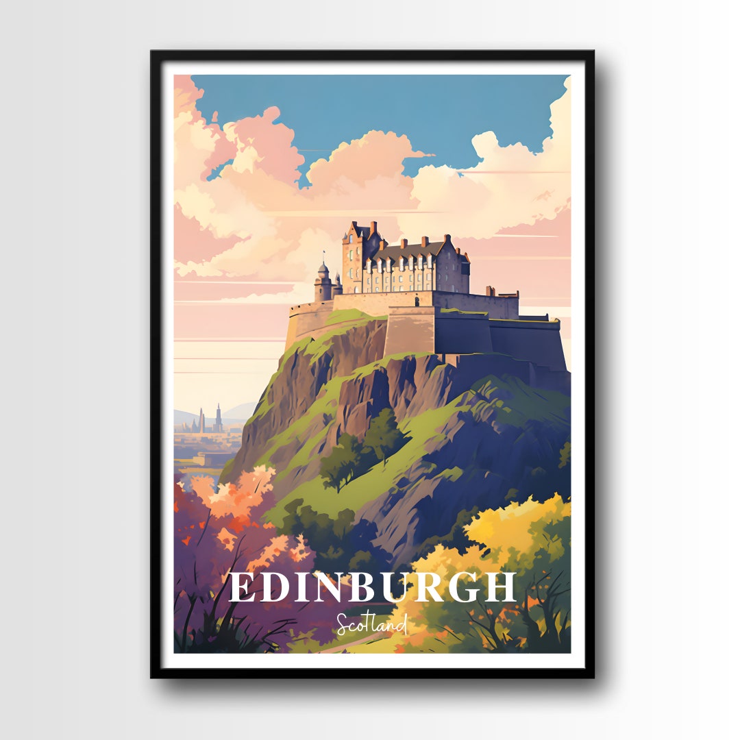 Edinburgh Travel Poster, Edinburgh Wall Art Print, Edinburgh Travel Art ...