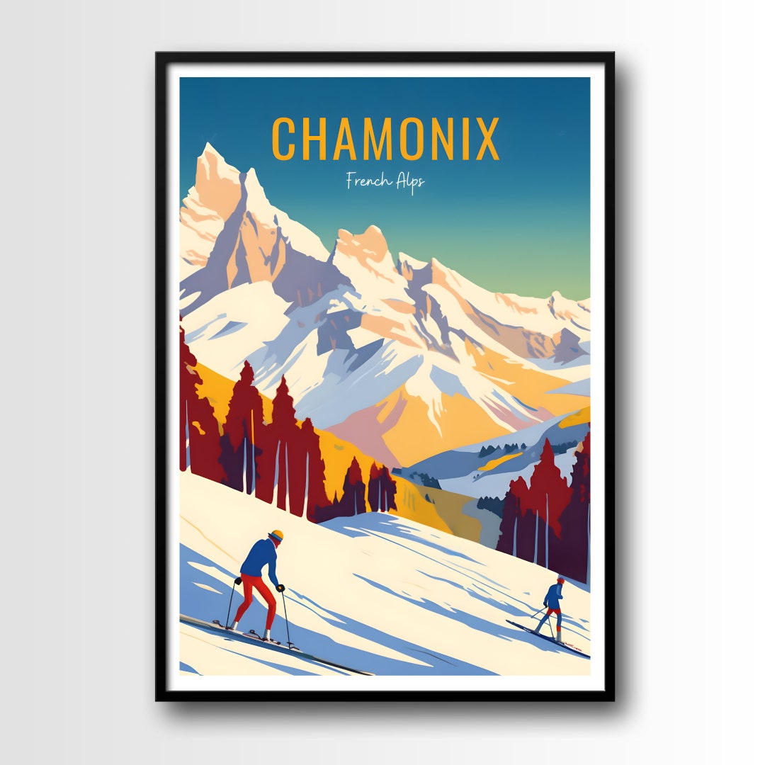 Chamonix Travel Poster, Chamonix Wall Art, Chamonix Print, Digital ...