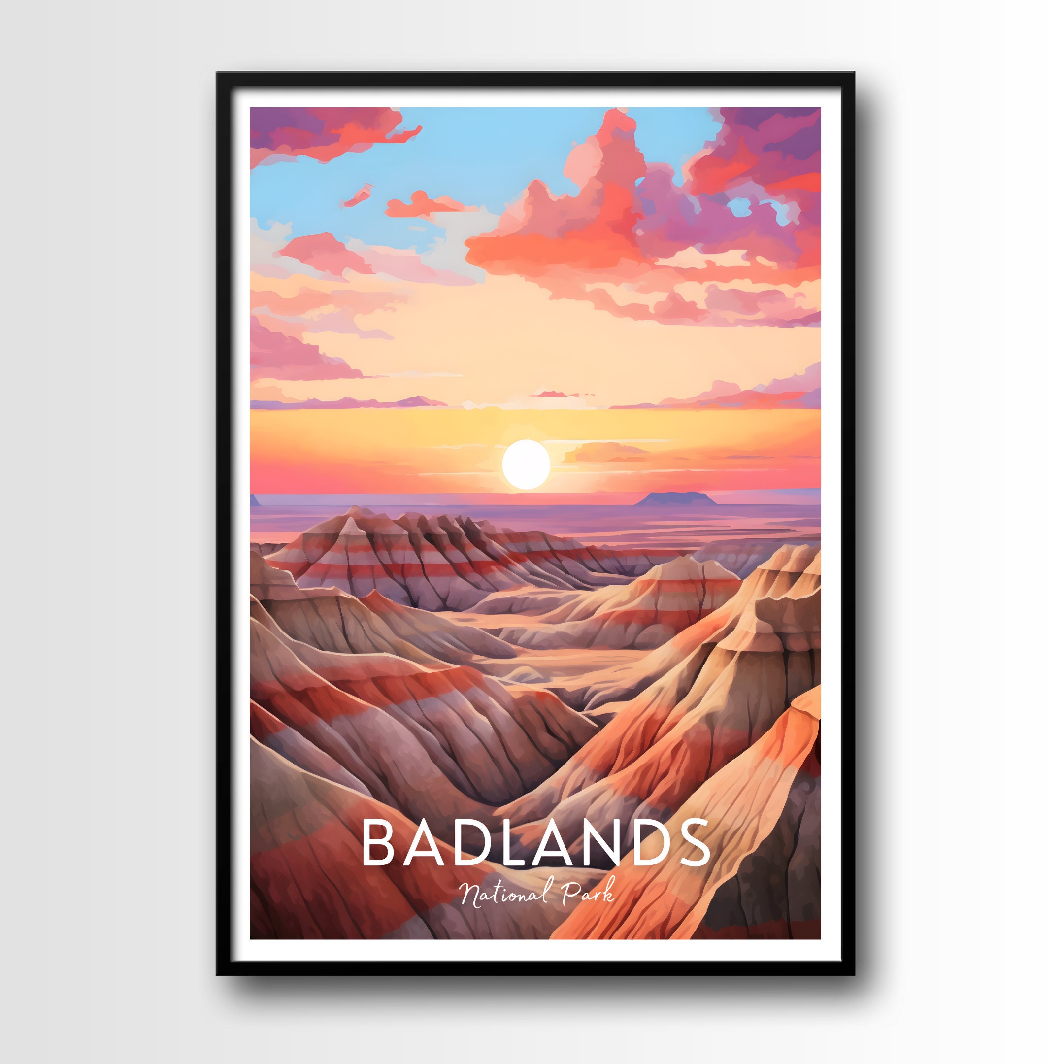Badlands National Park Poster, Badlands National Park Print, Badlands ...