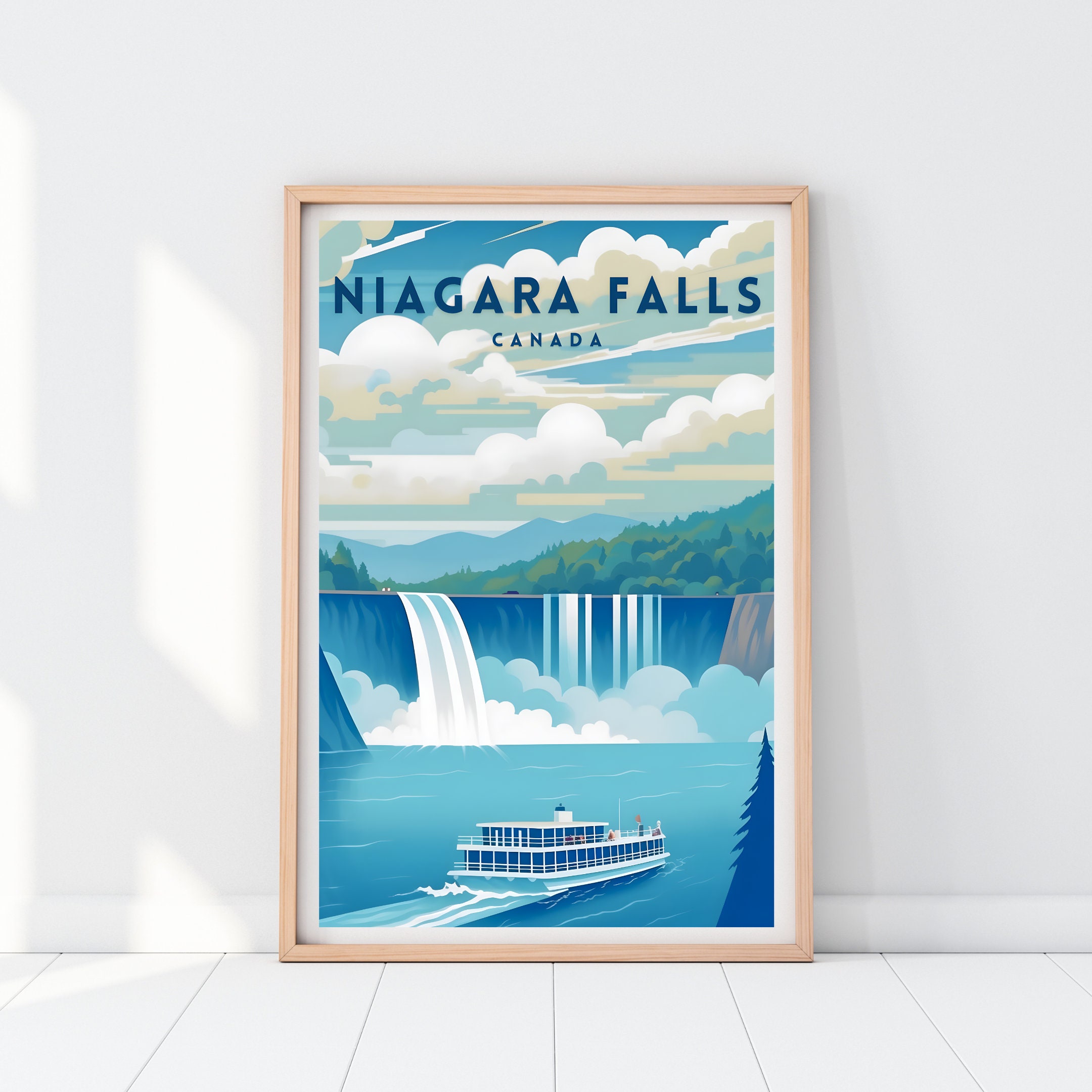 Niagara Falls Travel Poster, Niagara Falls Wall Art Print, Niagara ...