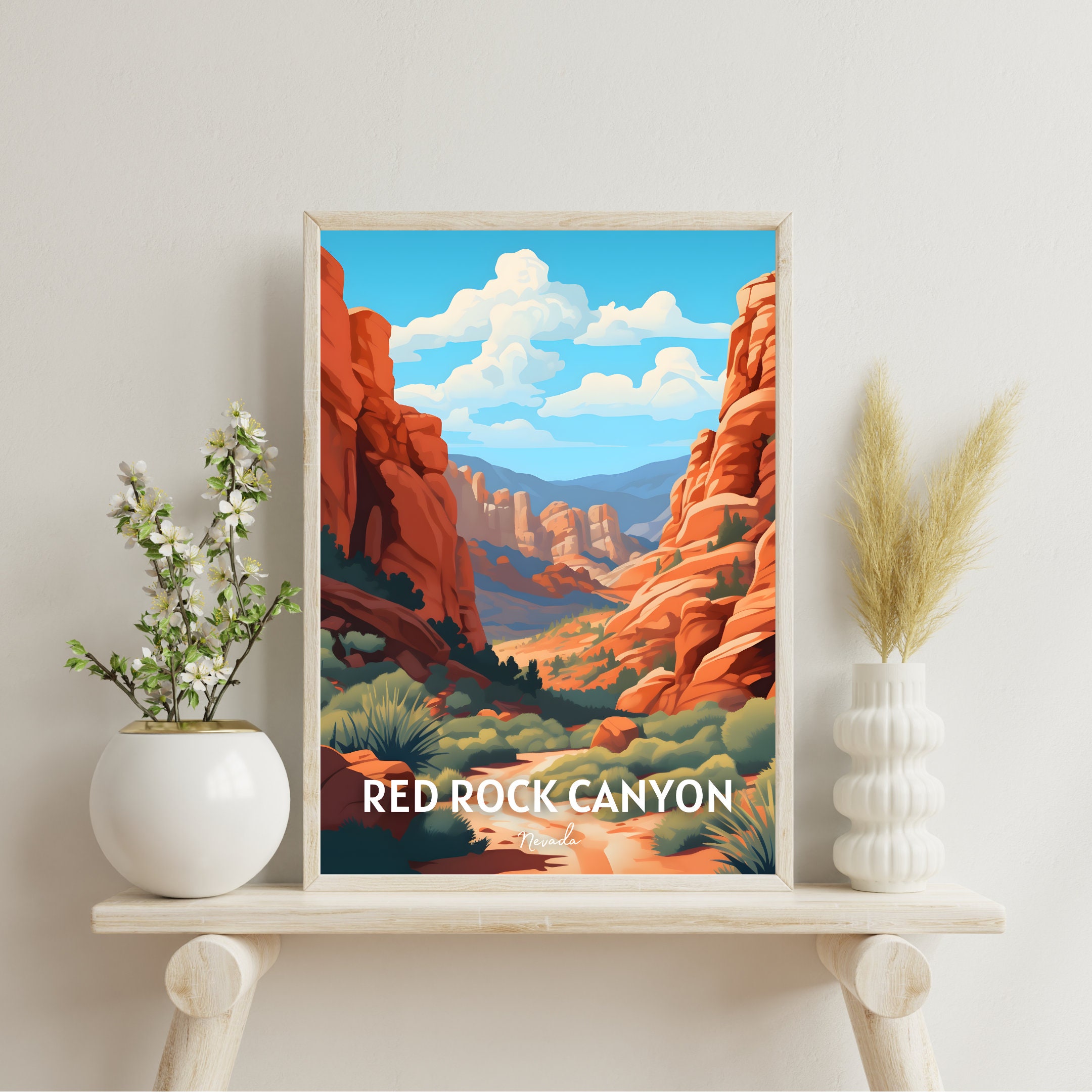 Red Rock Canyon Poster, Red Rock Canyon Print, Red Rock Canyon Wall Art ...