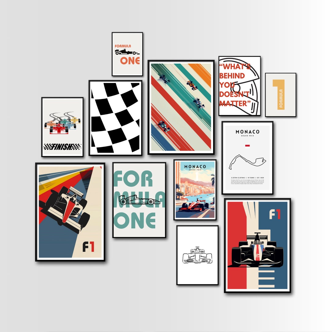 F1 Gallery Wall Set of 12, Formula 1 Wall Art, F1 Poster, F1 Print, F1 ...