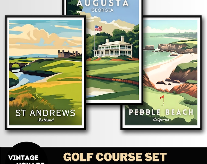 Golf Course Digital Landscape Art Print Collection - Instant Download ...