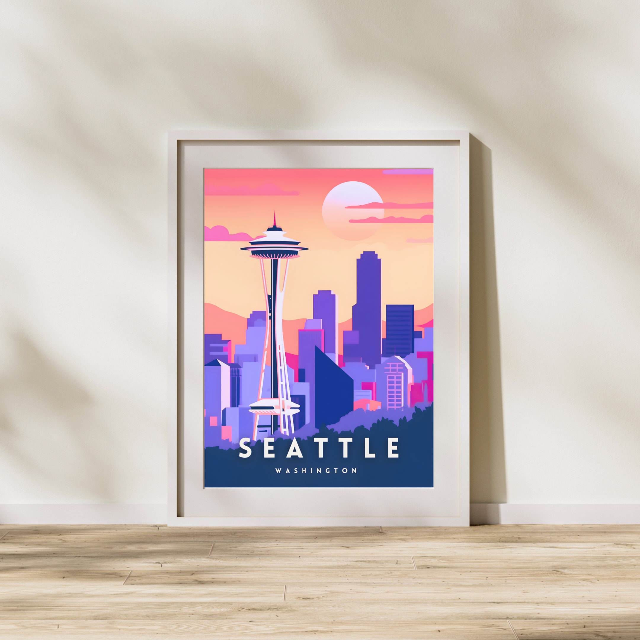 Seattle Travel Poster, Seattle Wall Art Print, Seattle Travel Art ...