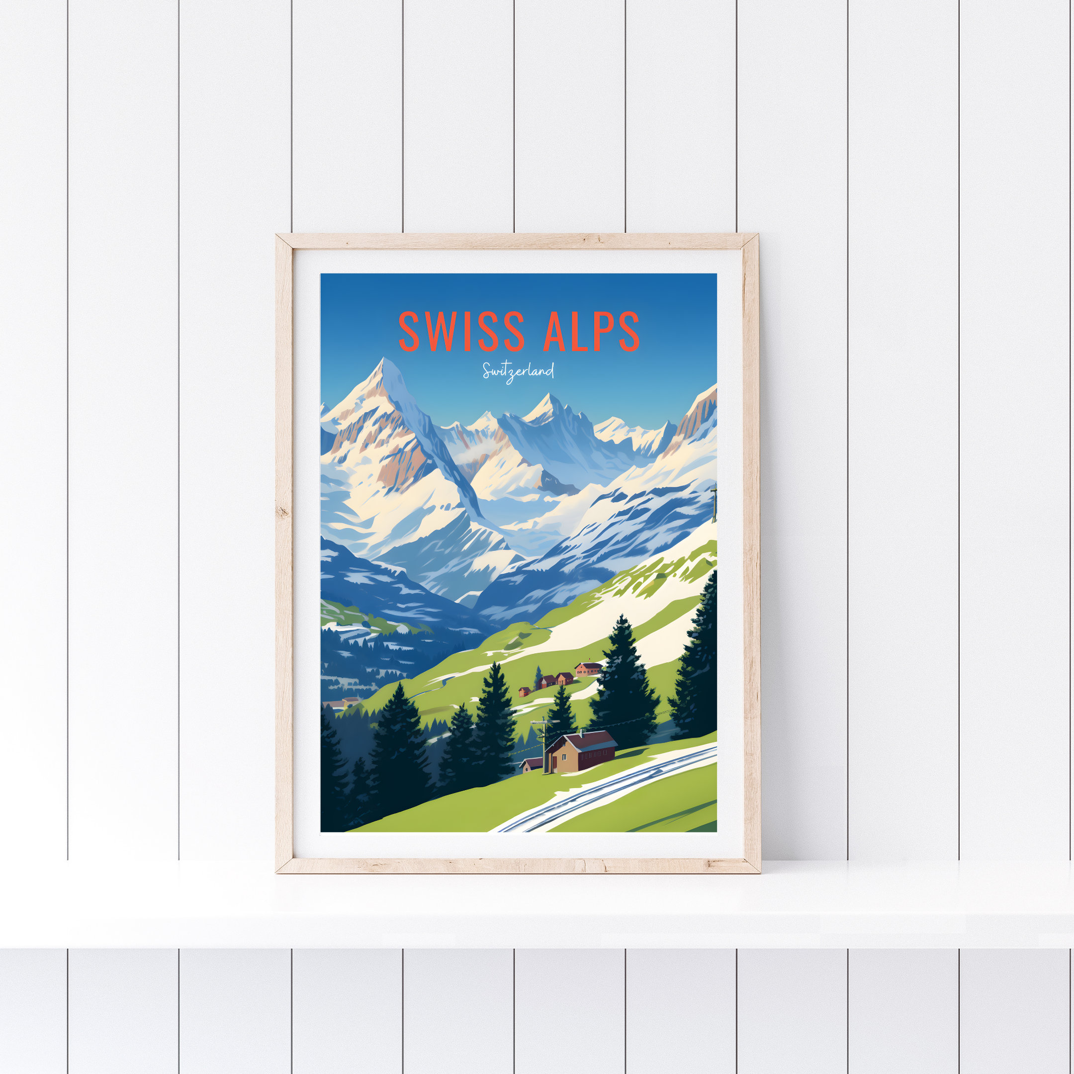 Swiss Alps Travel Poster, Swiss Alps Wall Art, Swiss Alps Print ...