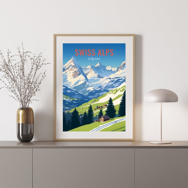 Swiss Alps Travel Poster, Swiss Alps Wall Art, Swiss Alps Print ...
