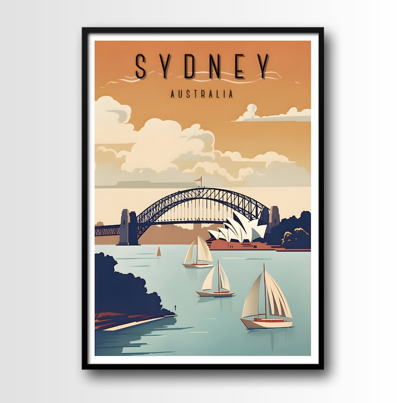Sydney Travel Poster, Sydney Wall Art Print, Sydney Travel Art Poster ...