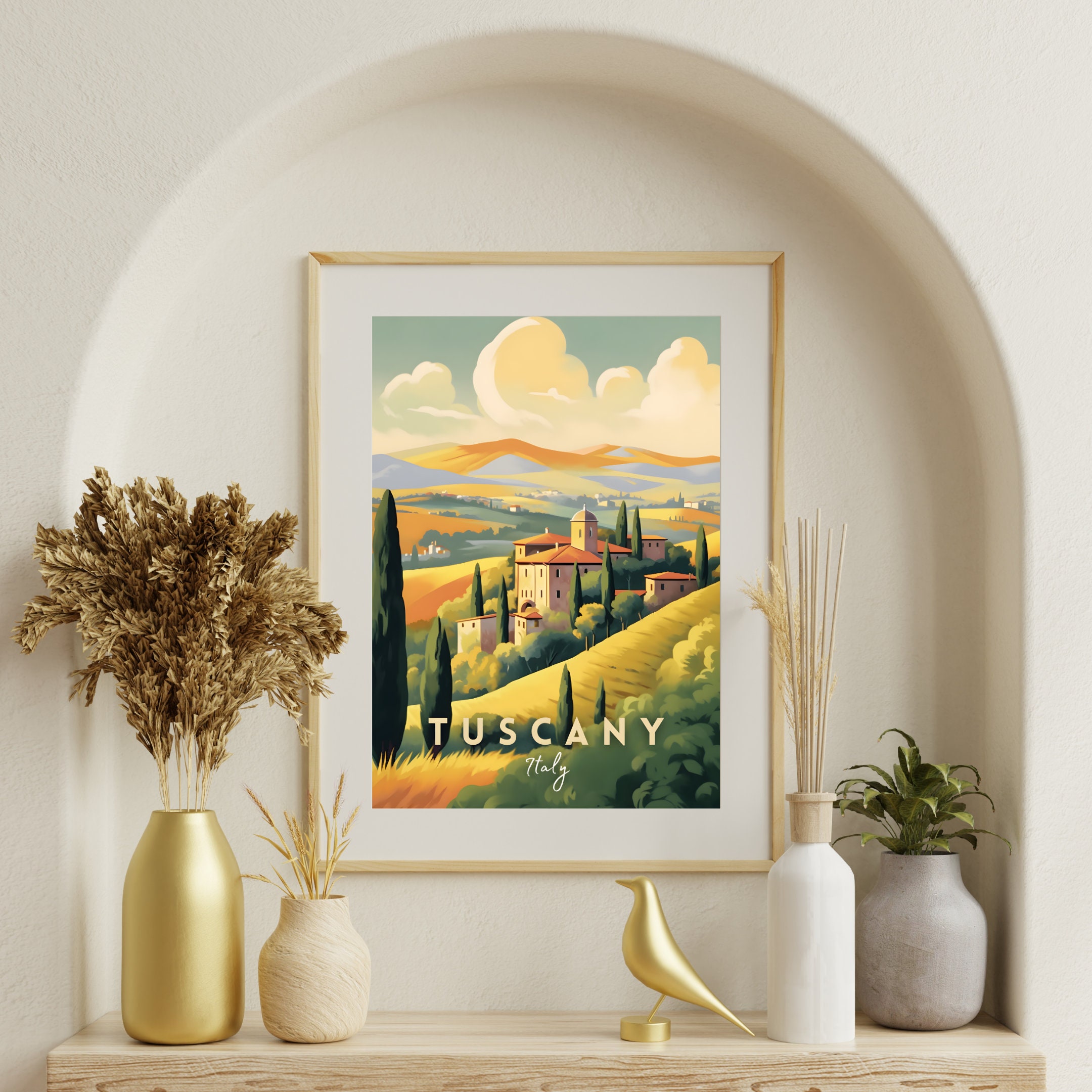 Tuscany Travel Poster, Tuscany Wall Art Print, Tuscany Travel Art ...