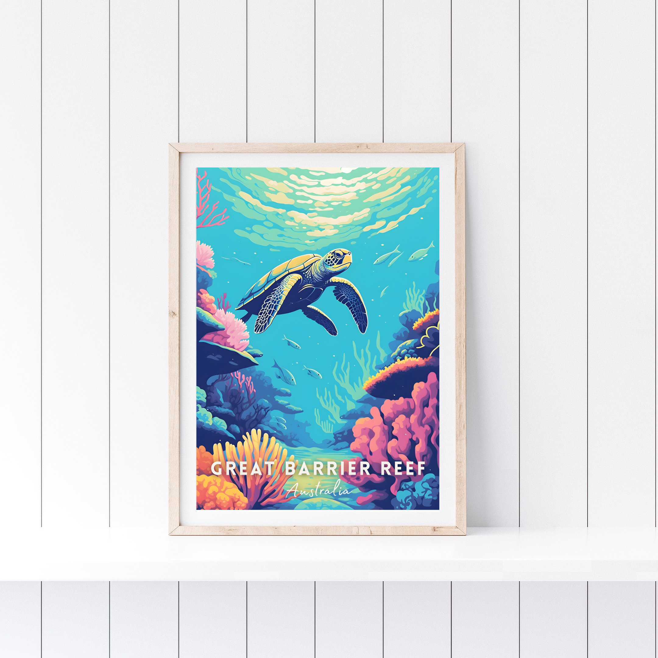 Great Barrier Reef Travel Poster, Great Barrier Reef Wall Art Print ...