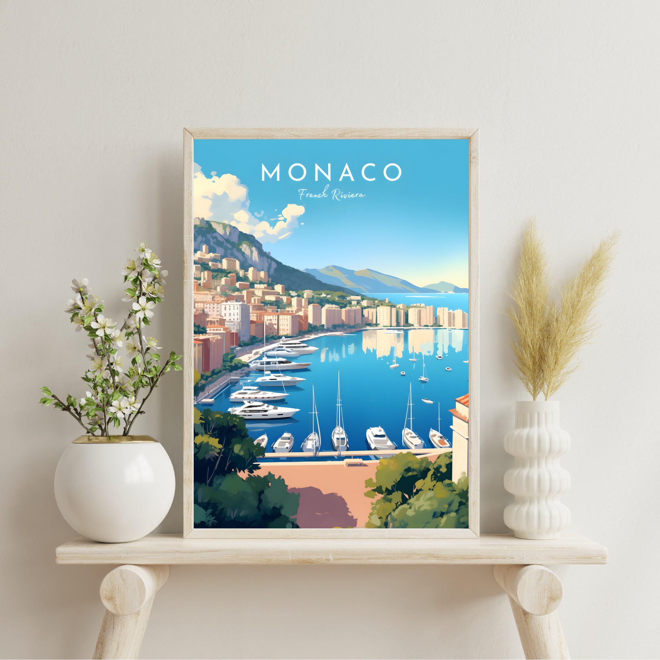 Monaco Travel Poster, Monaco Wall Art Print, Monaco Travel Art Poster ...